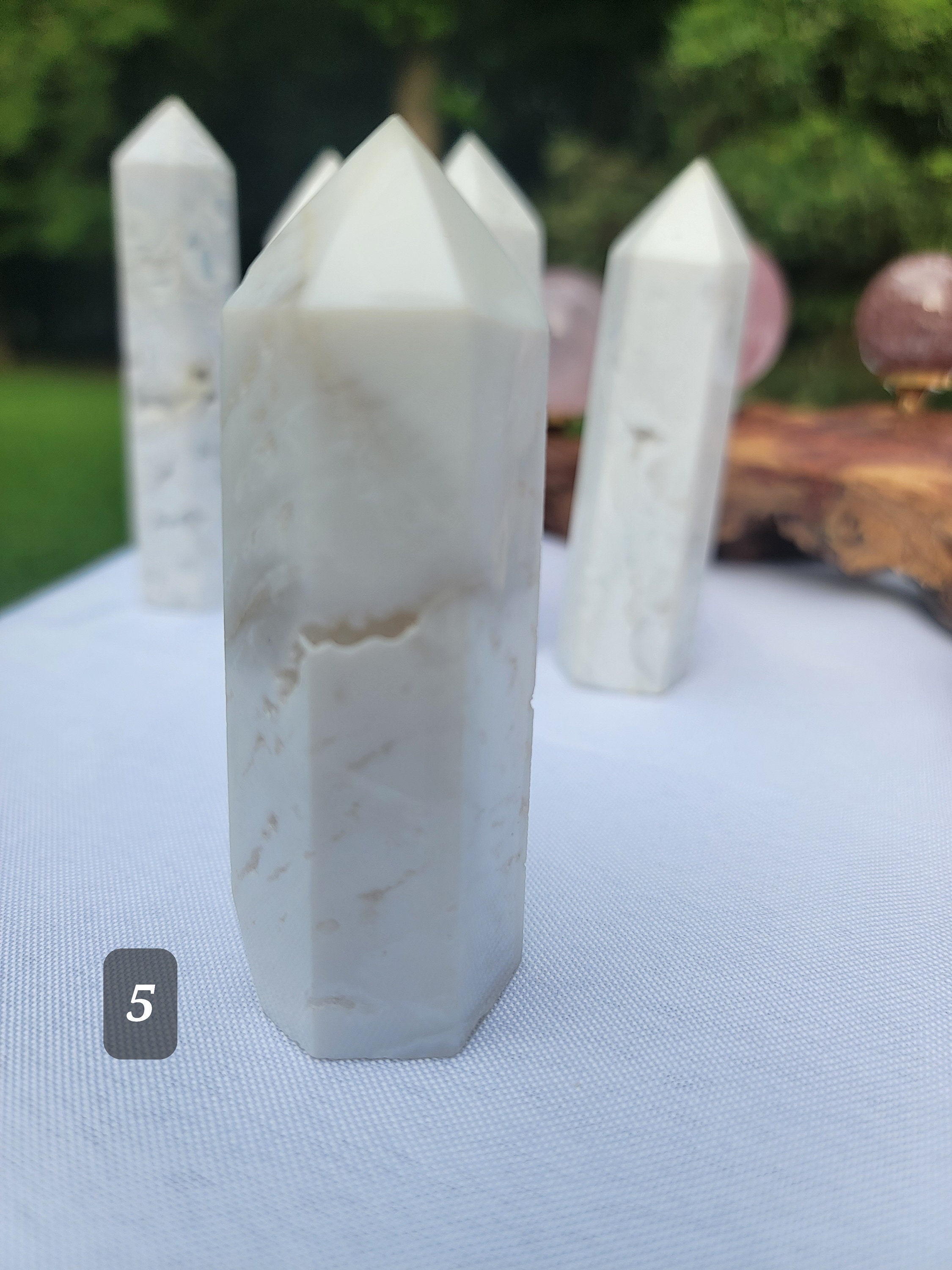 Druzy White Agate Towers - Etsy