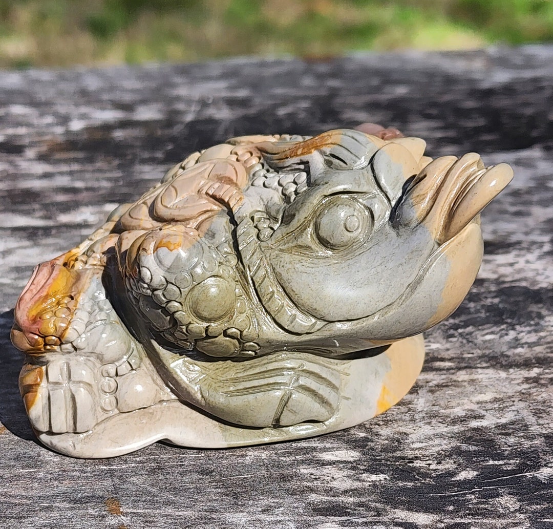 Polychrome Jasper Money Toad | Feng Shui | Jin Chan | Money Frog ...