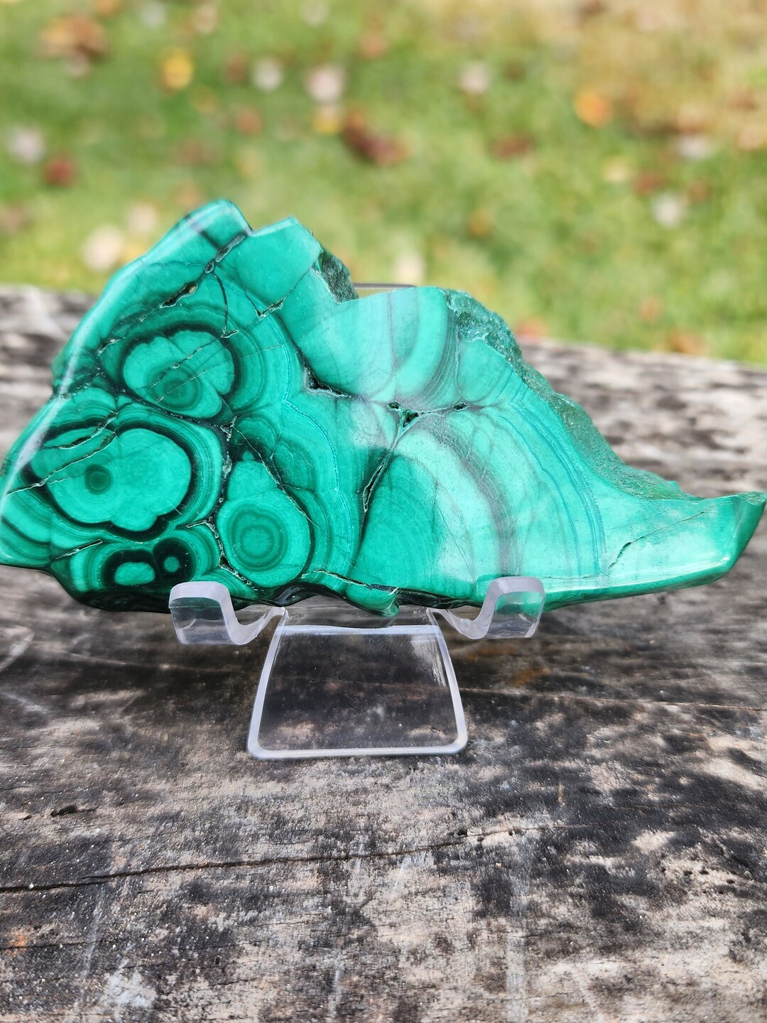 Malachite Slab With Plastic Display Stand - Etsy