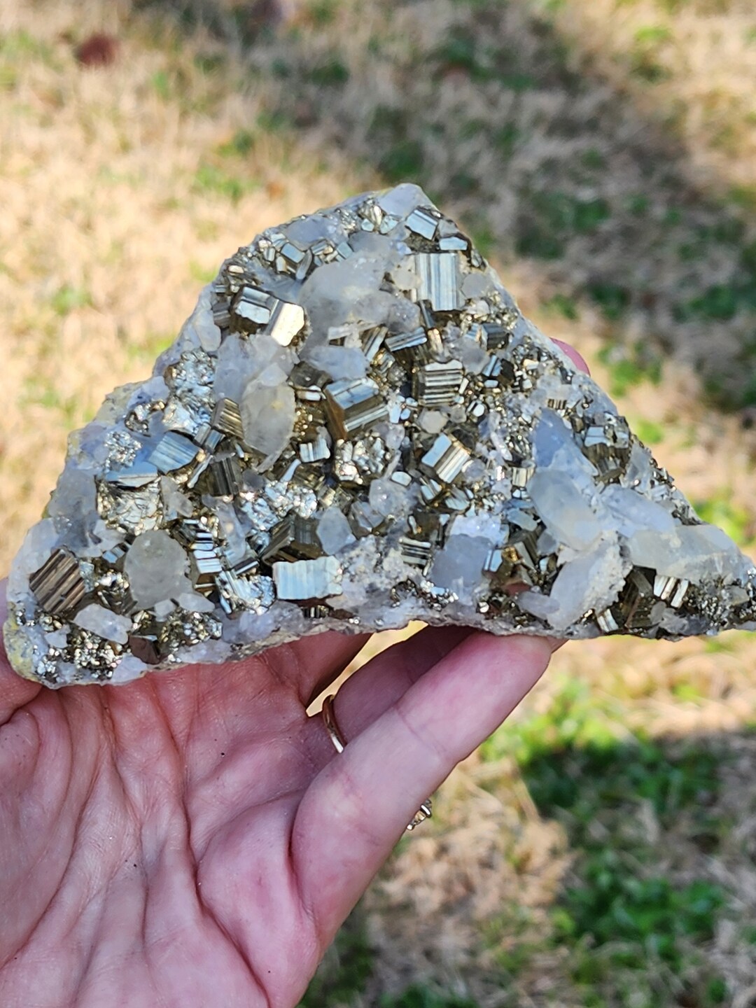 Pyritohedron in Quartz | Quartz With Pyrite Cluster | Display Stand ...