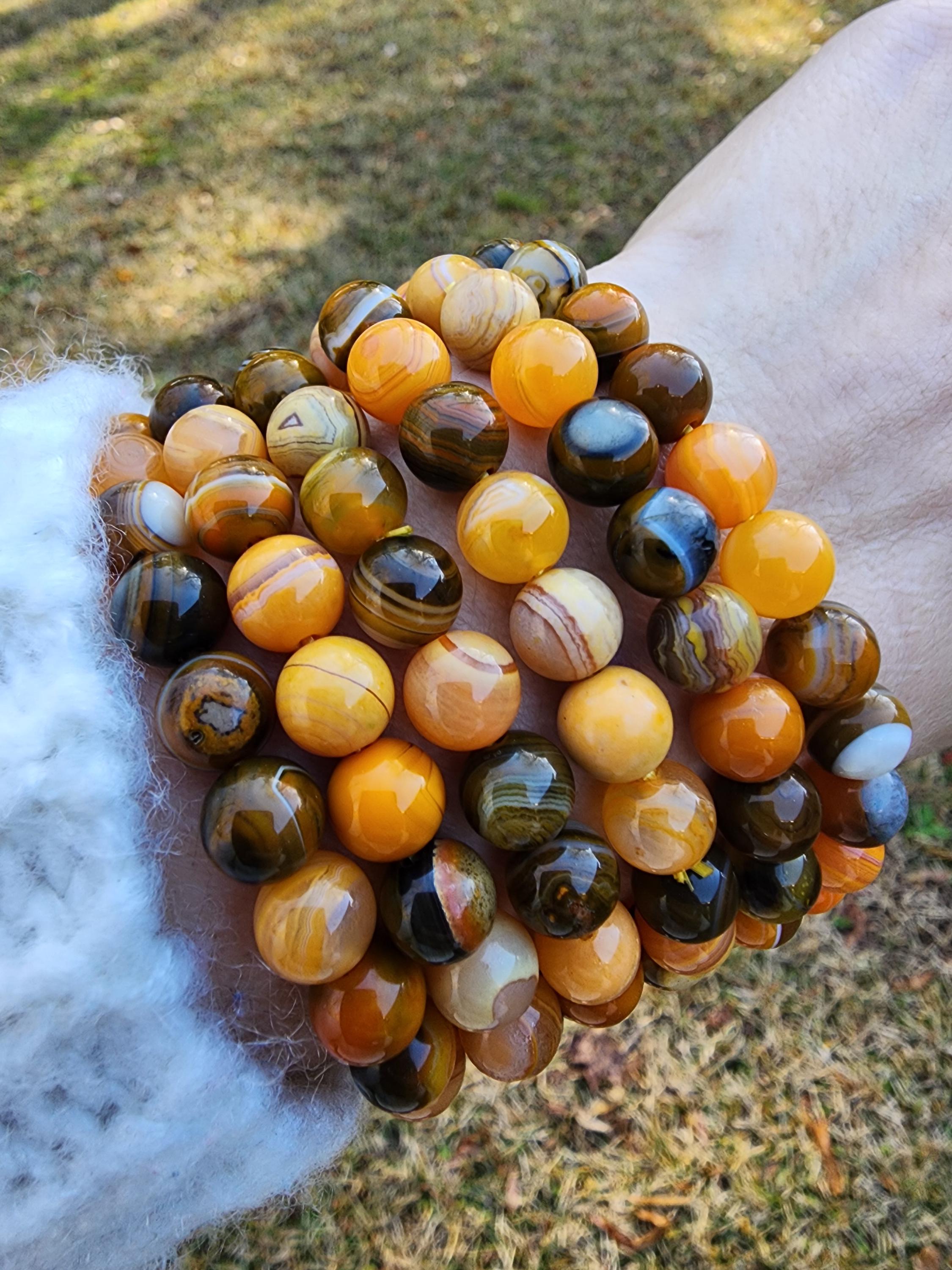 Bumblebee Agate Beaded Bracelet | 8mm Beads | Crystal Bracelet - Etsy