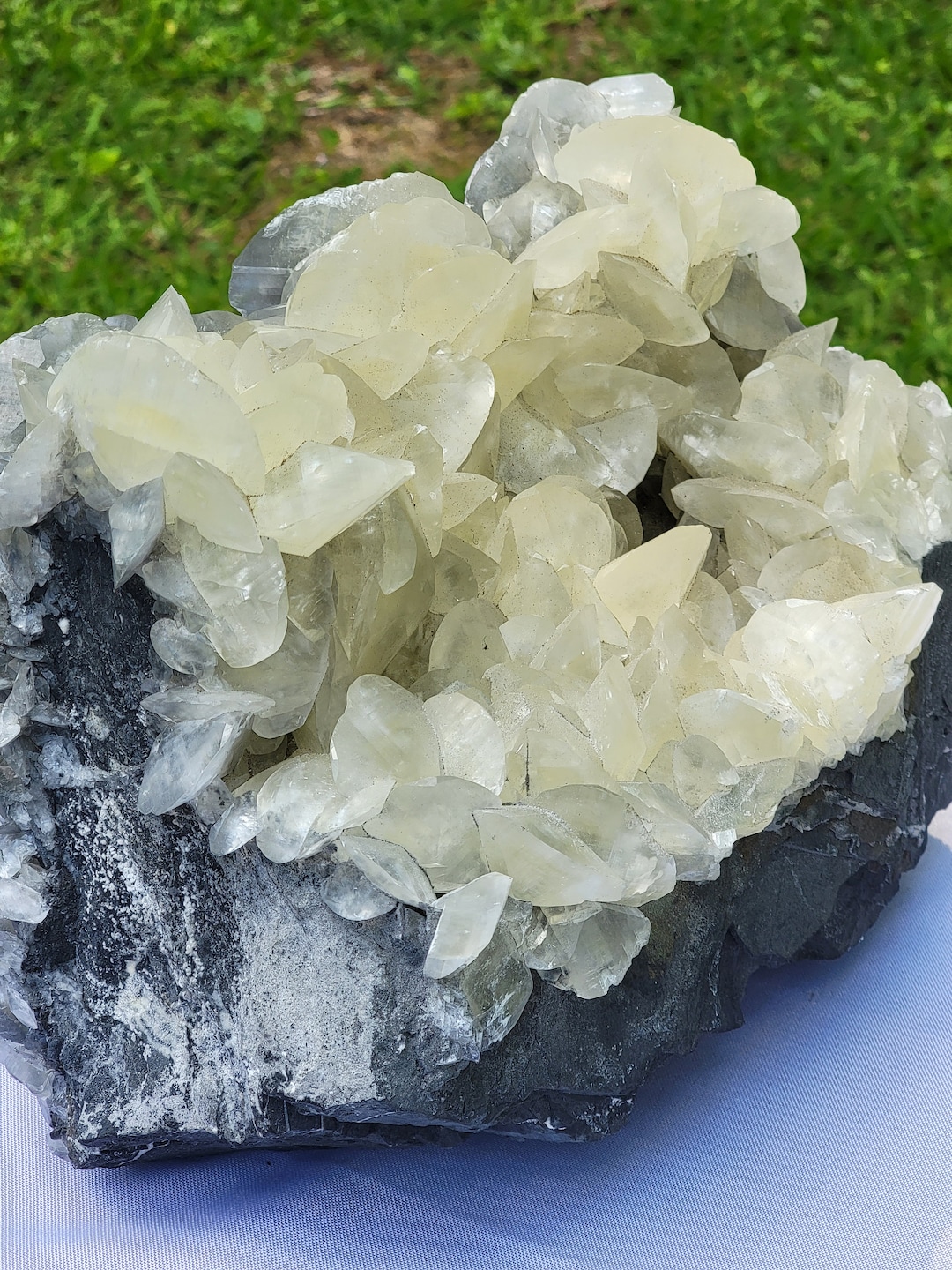 HUGE Bladed Calcite Rose Crystal Statement Piece | White and Black ...