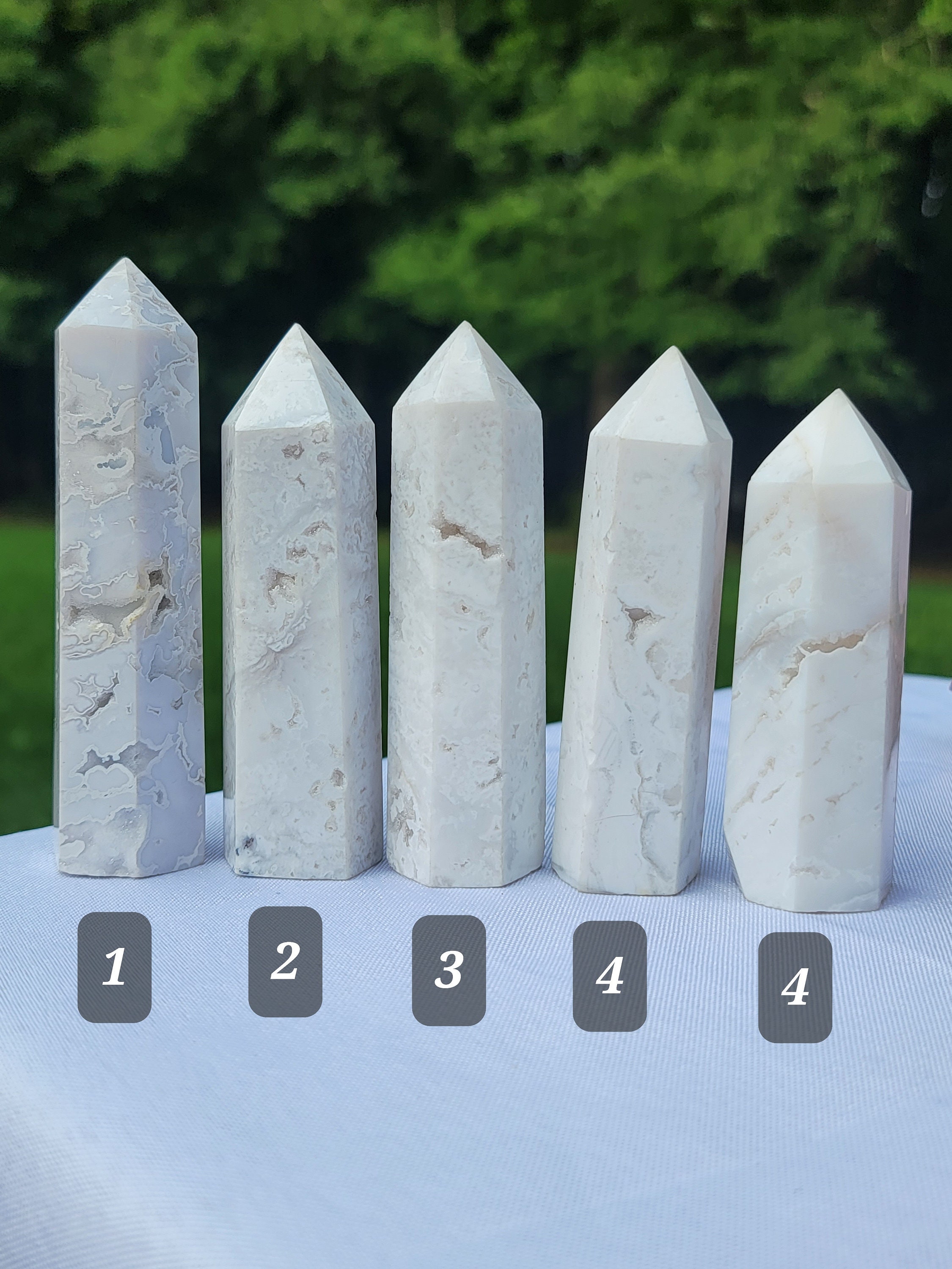 Druzy White Agate Towers - Etsy