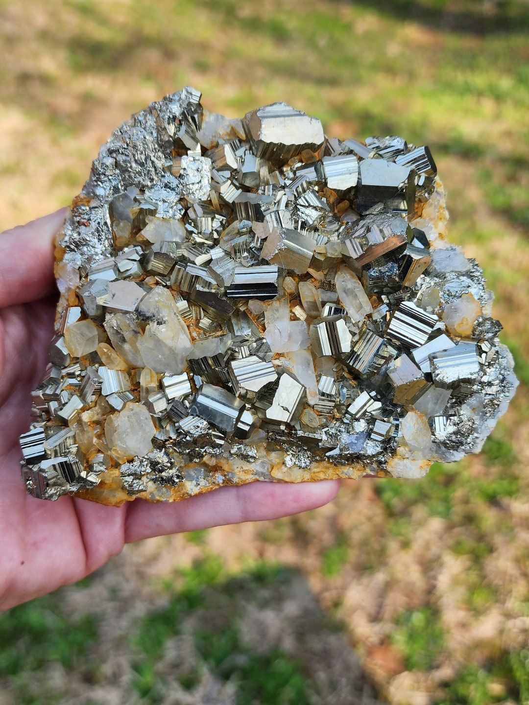 Pyritohedron in Quartz | Quartz With Pyrite Cluster | Display Stand ...