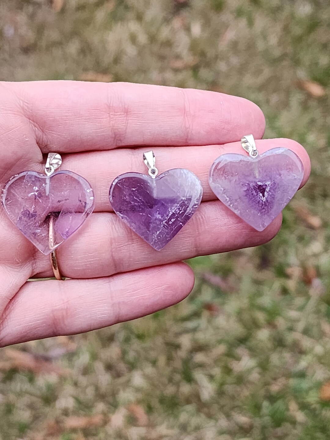 Amethyst Heart Pendant W/ Silver Plated Bail| 1 In. Long, 1 In.wide ...