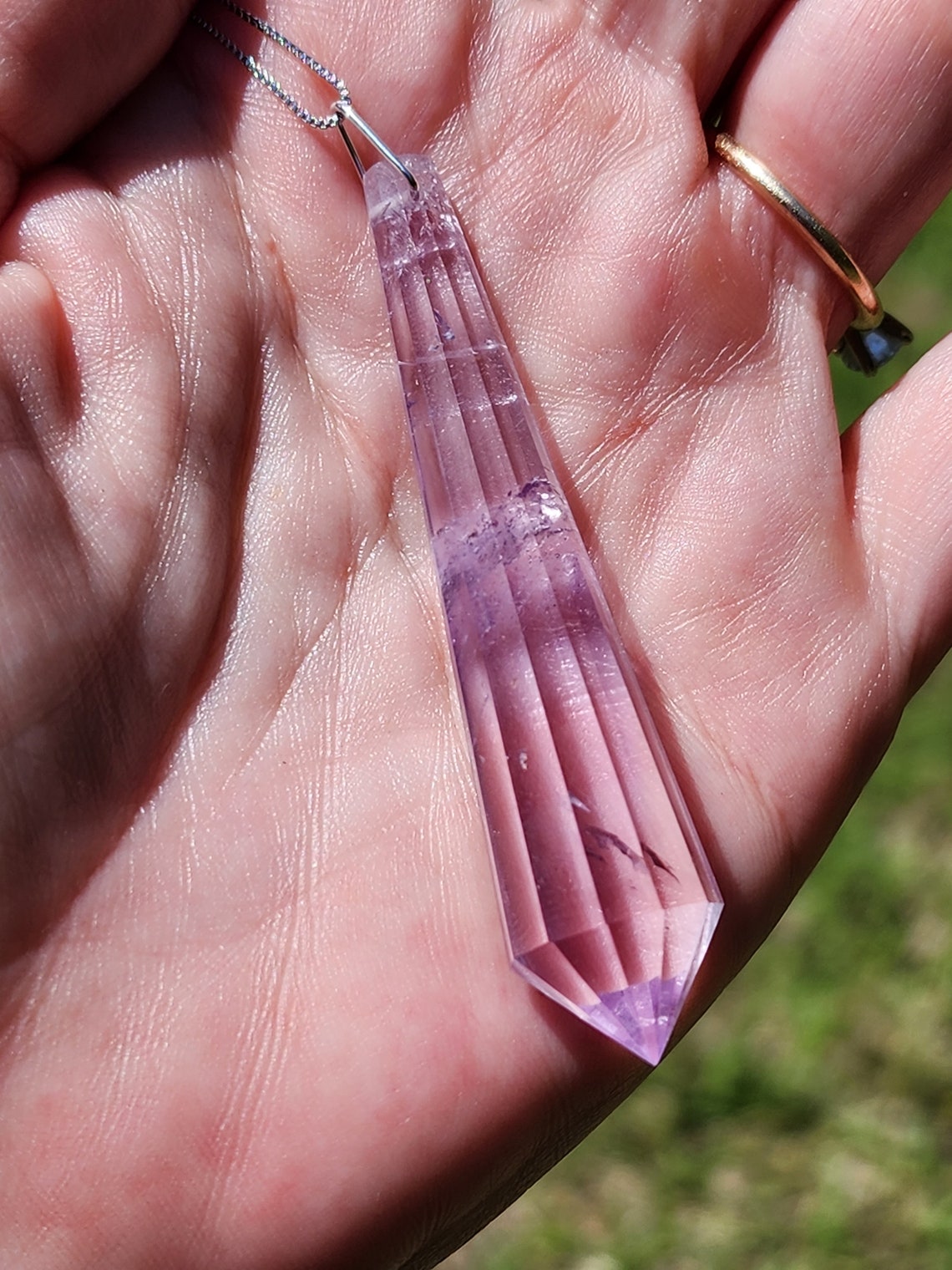 Amethyst Vogel Pendulum Pendant | 3 Inches by .4 Inches | 925 Sterling ...