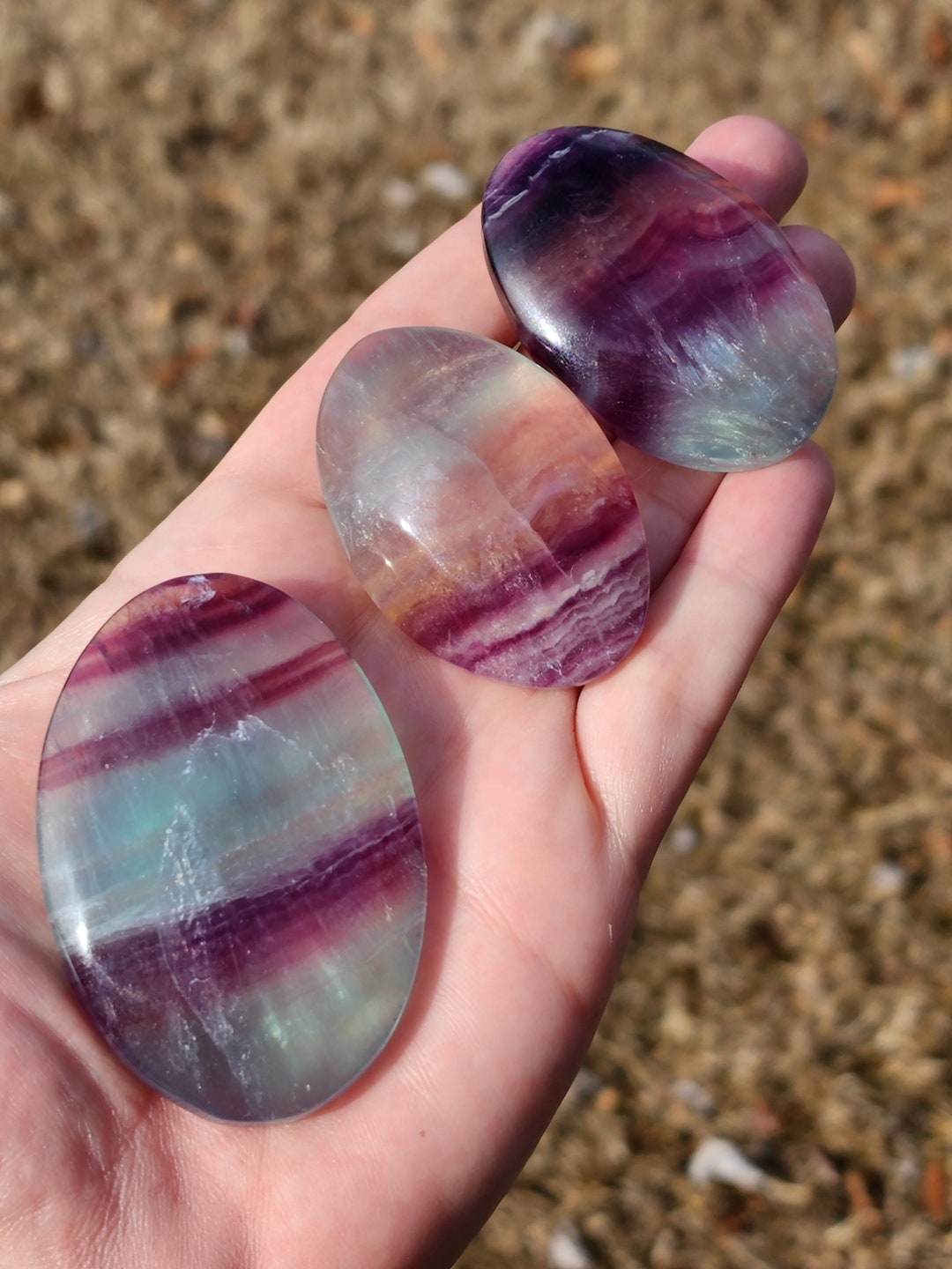 Large or Small High Quality Candy Fluorite Palm Stone | Large 2x1.5 ...