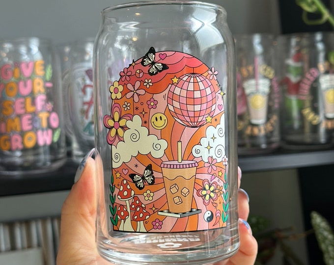 Fun Coffee Cup | Cute Iced Coffee Glass | Glass Cup | Coffee Glass ...