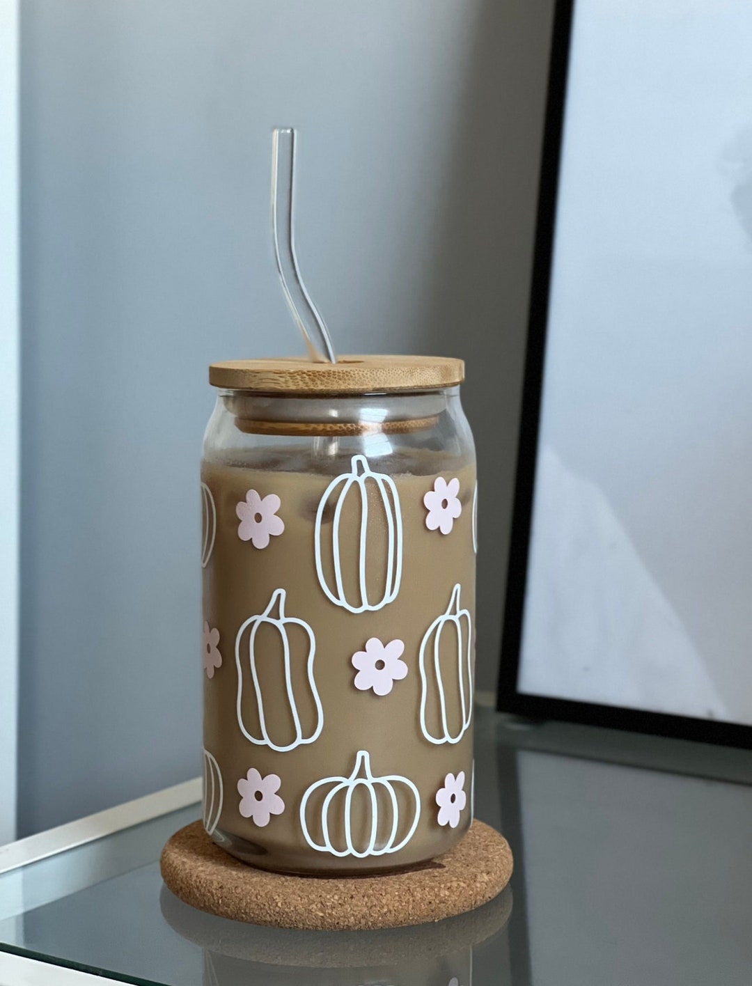 Fall Pumpkin Cup| Fall Cup | Libbey Cup | Glass Can Cup | Fall Coffee ...