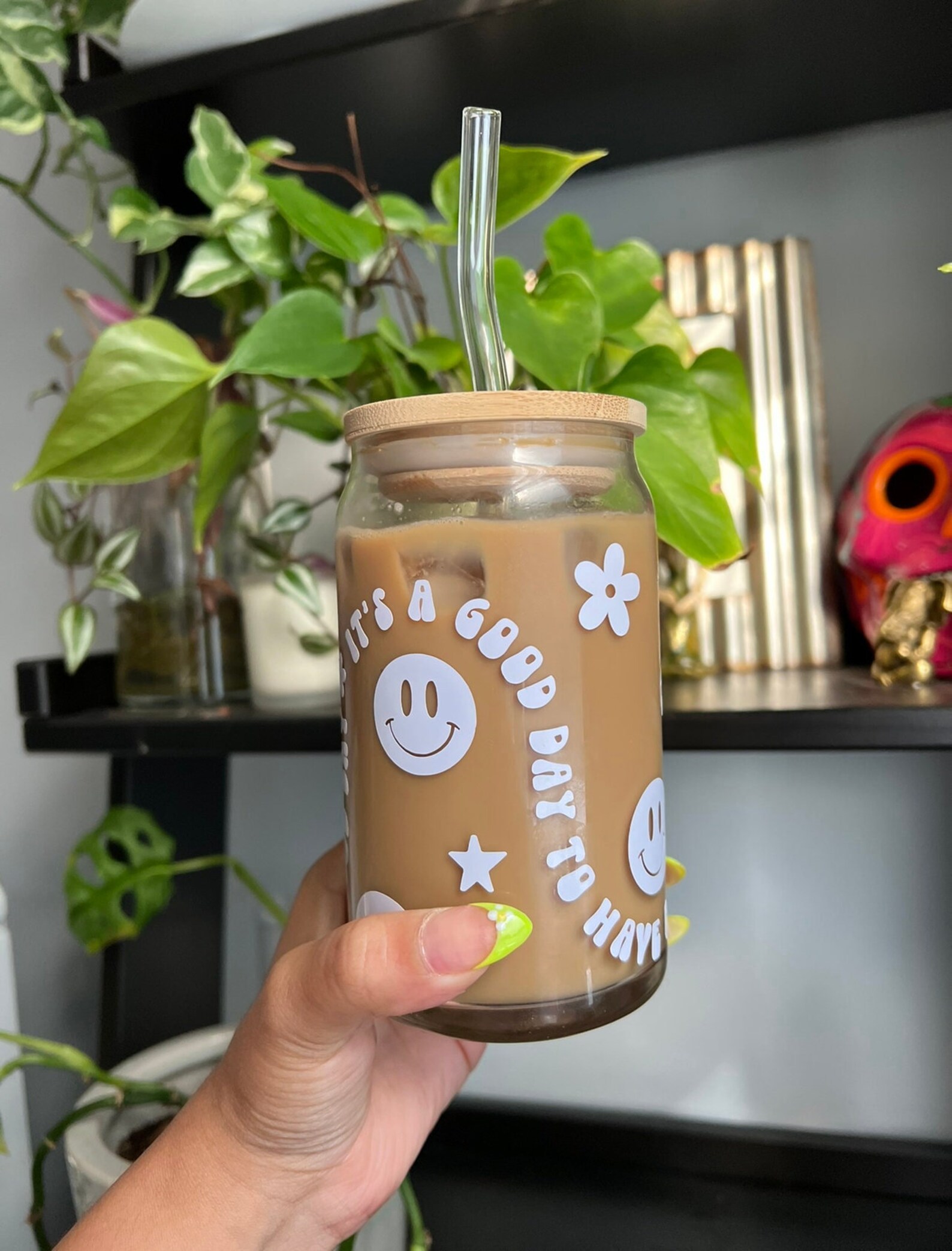 Inspirational Glass Cup Iced Coffee Cup Glass Cup Coffee - Etsy