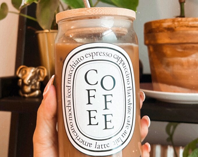 Aesthetic Coffee Glass Diptyque Inspired Glass Can Cup Coffee Glass ...