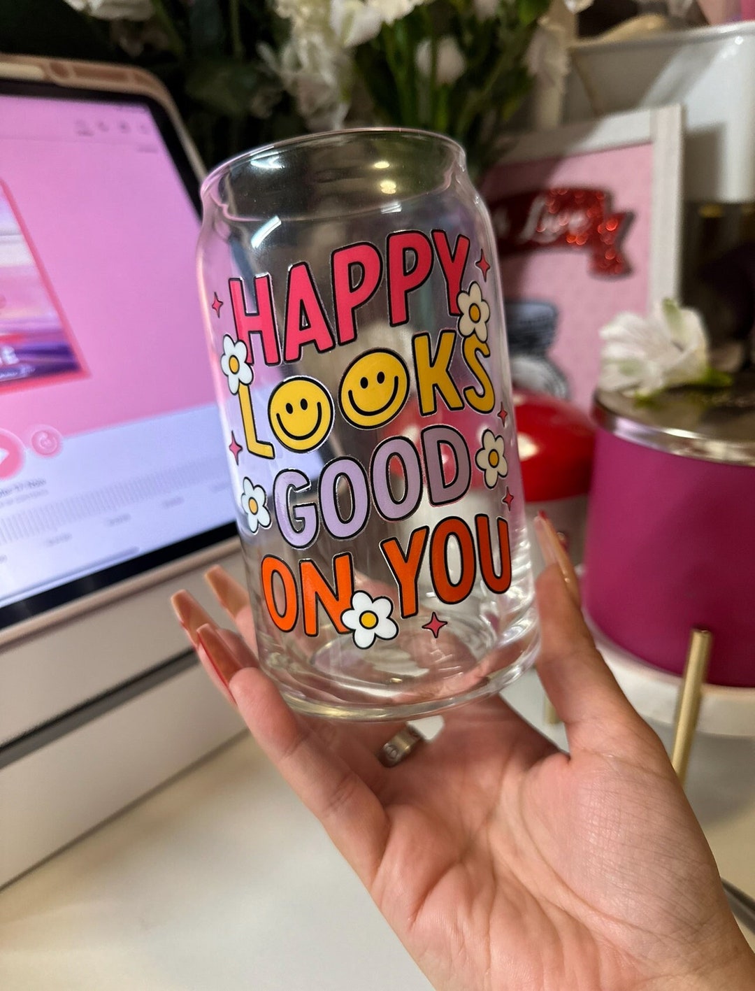 Motivational Glass Cup | Cute Cup | Glass Cup | Coffee Glass | Iced ...