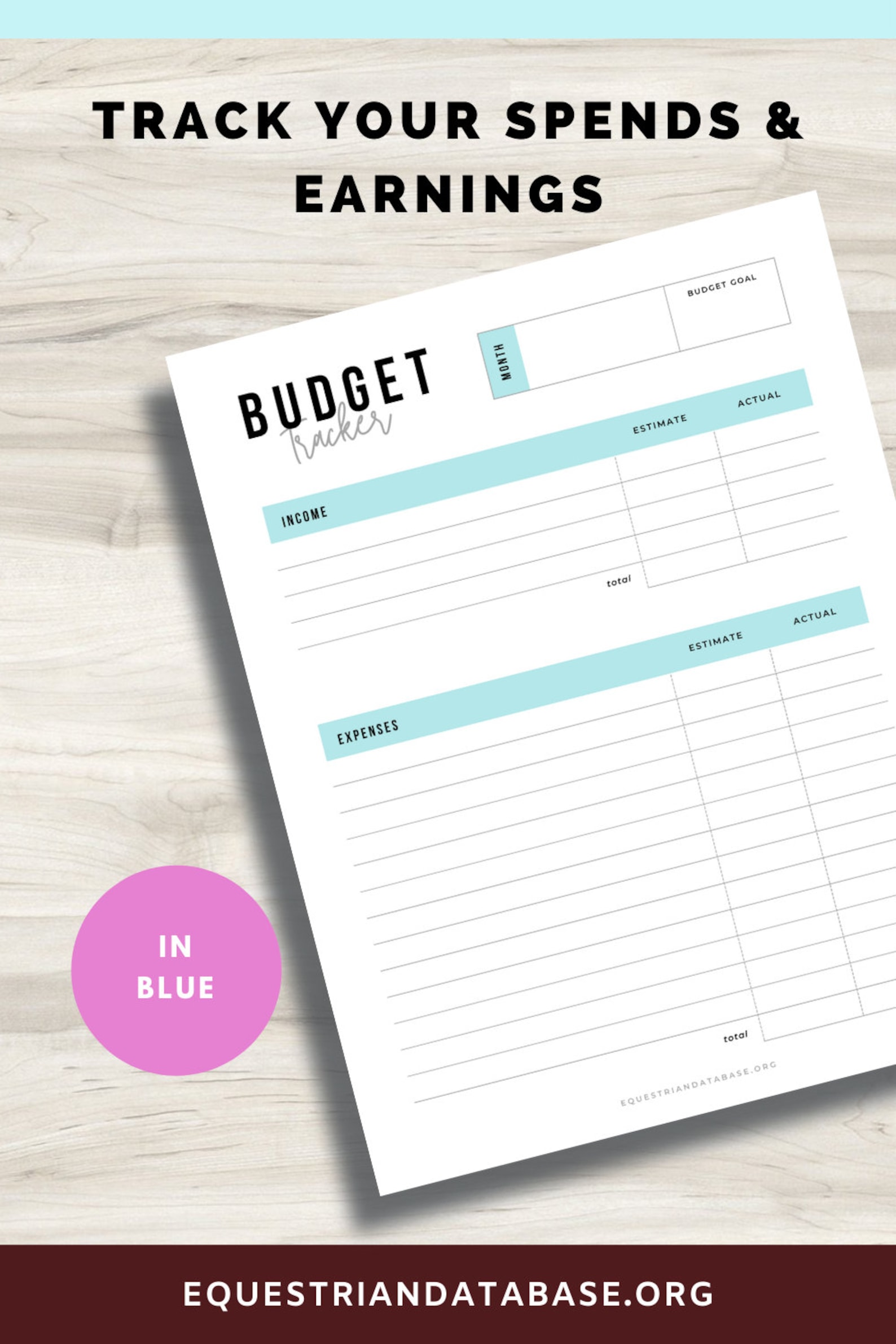 Budget Tracker Printable for Your Savings Goals in Blue - Etsy