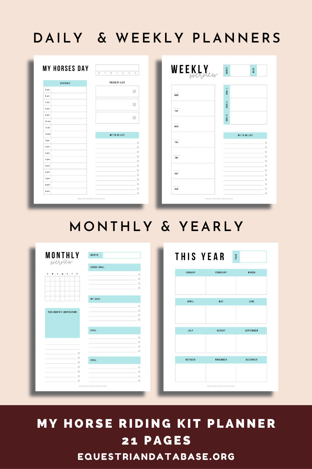 Horse Riding Planner Printable, Horseback Riding Schedule, US Letter ...