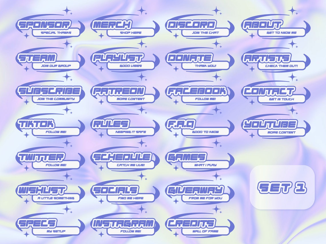 Twitch Y2K Panel Package Y2K Style 2 Sets Oldschool - Etsy