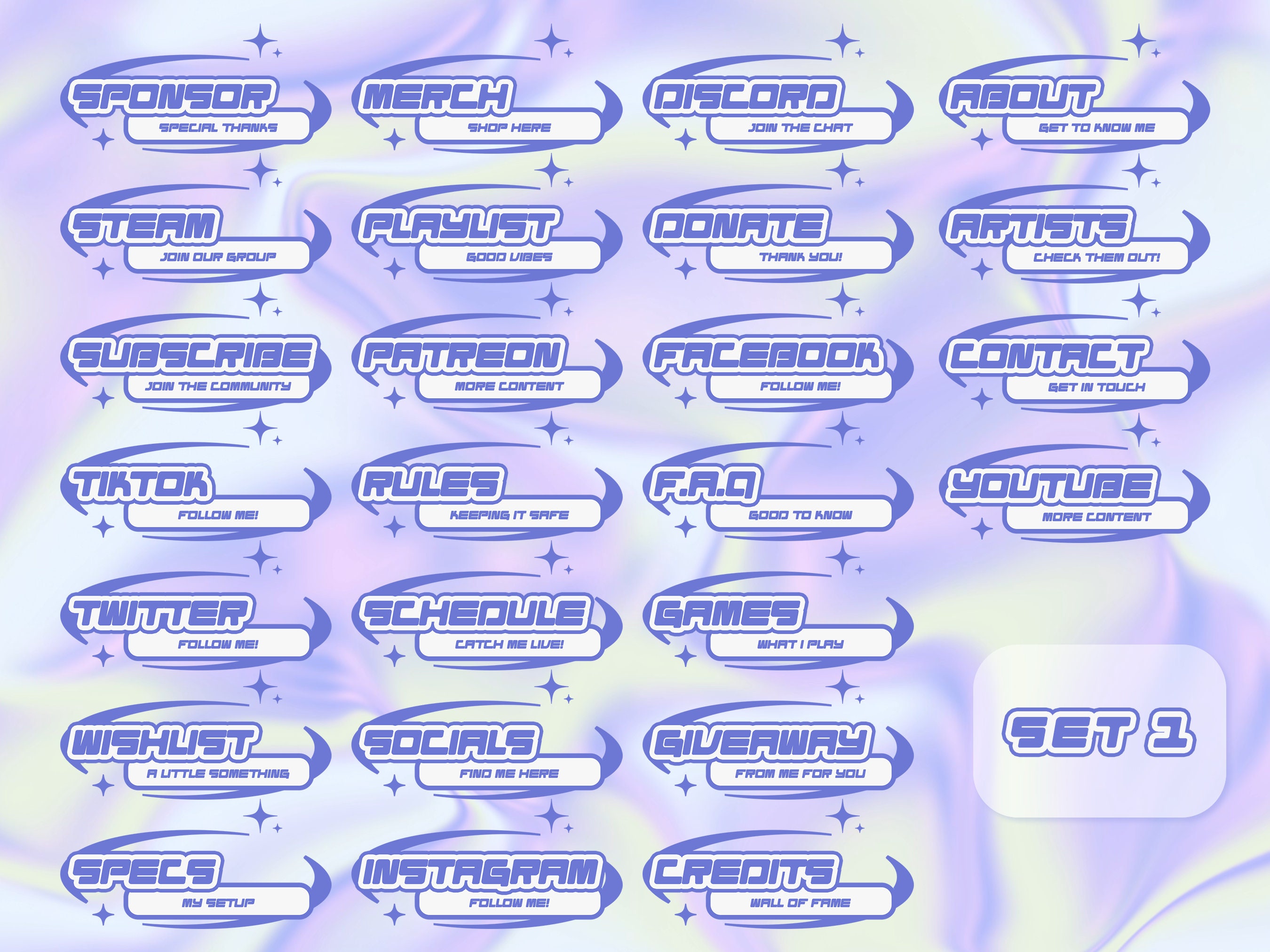 Twitch Y2K Panel Package | Y2K Style | 2 Sets | Oldschool, Purple ...