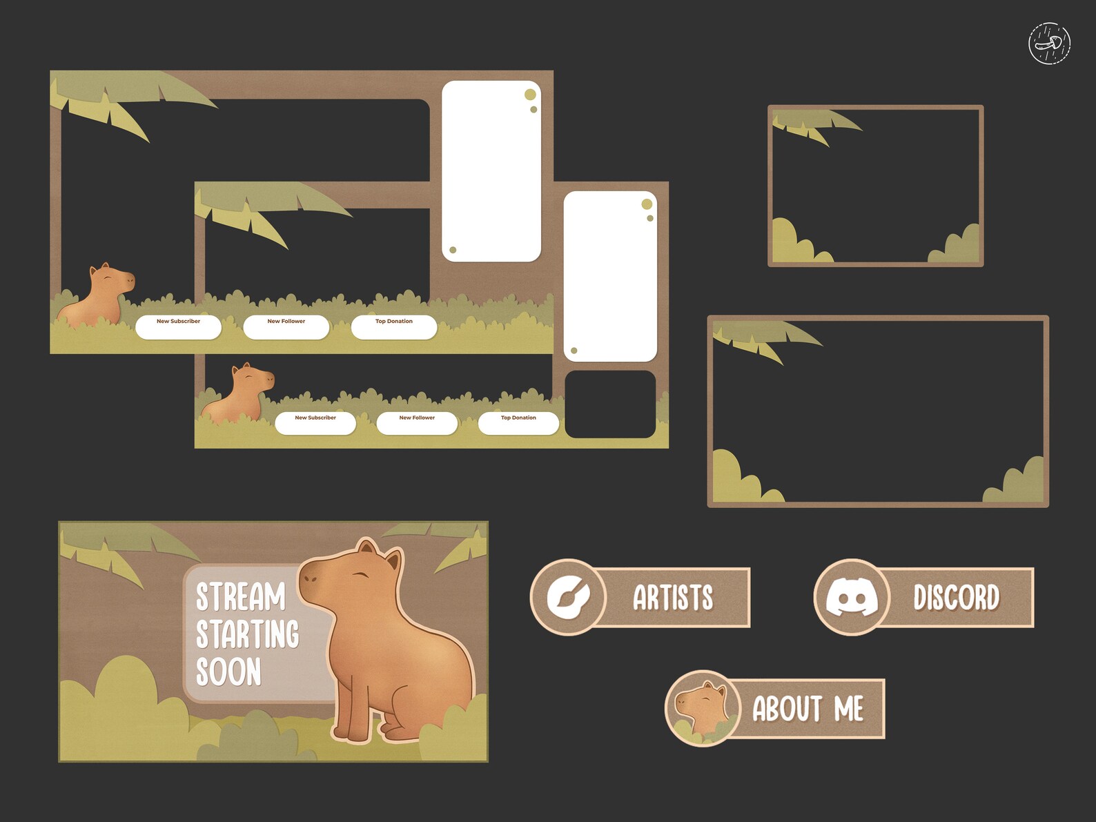 Animated Twitch Pack Capybara Style Animated Screens, Panels, Overlays ...