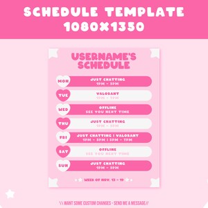 Stream Weekly Customizable Schedule | Twitch Kick Social Media Weekly ...