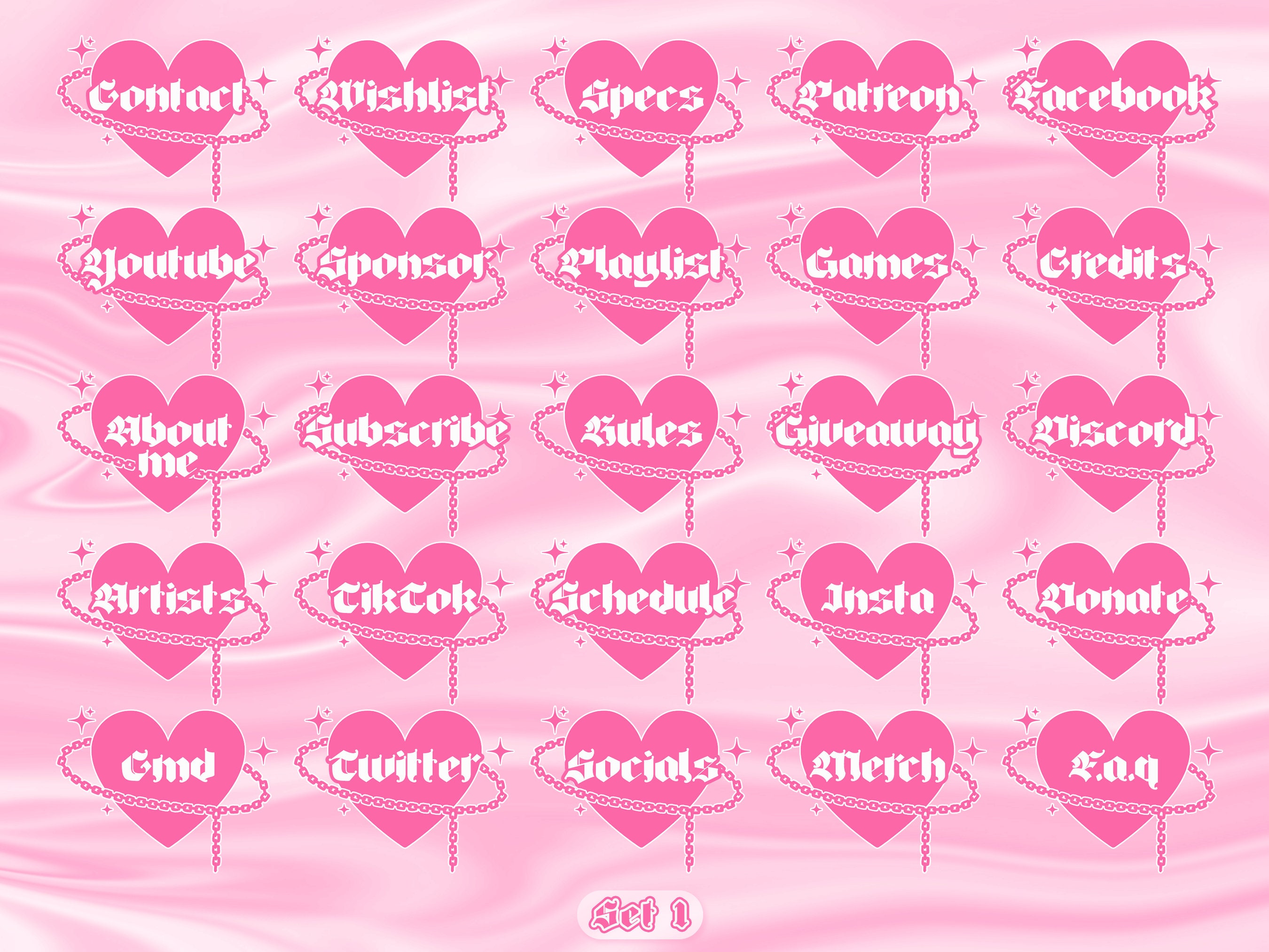 Twitch Gothic Y2K Panel Package | Y2K Goth Style | 2 Sets | Oldschool ...