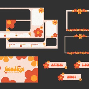 Twitch Package | 70's Flower Power | Customizable | Retro | Flowers ...