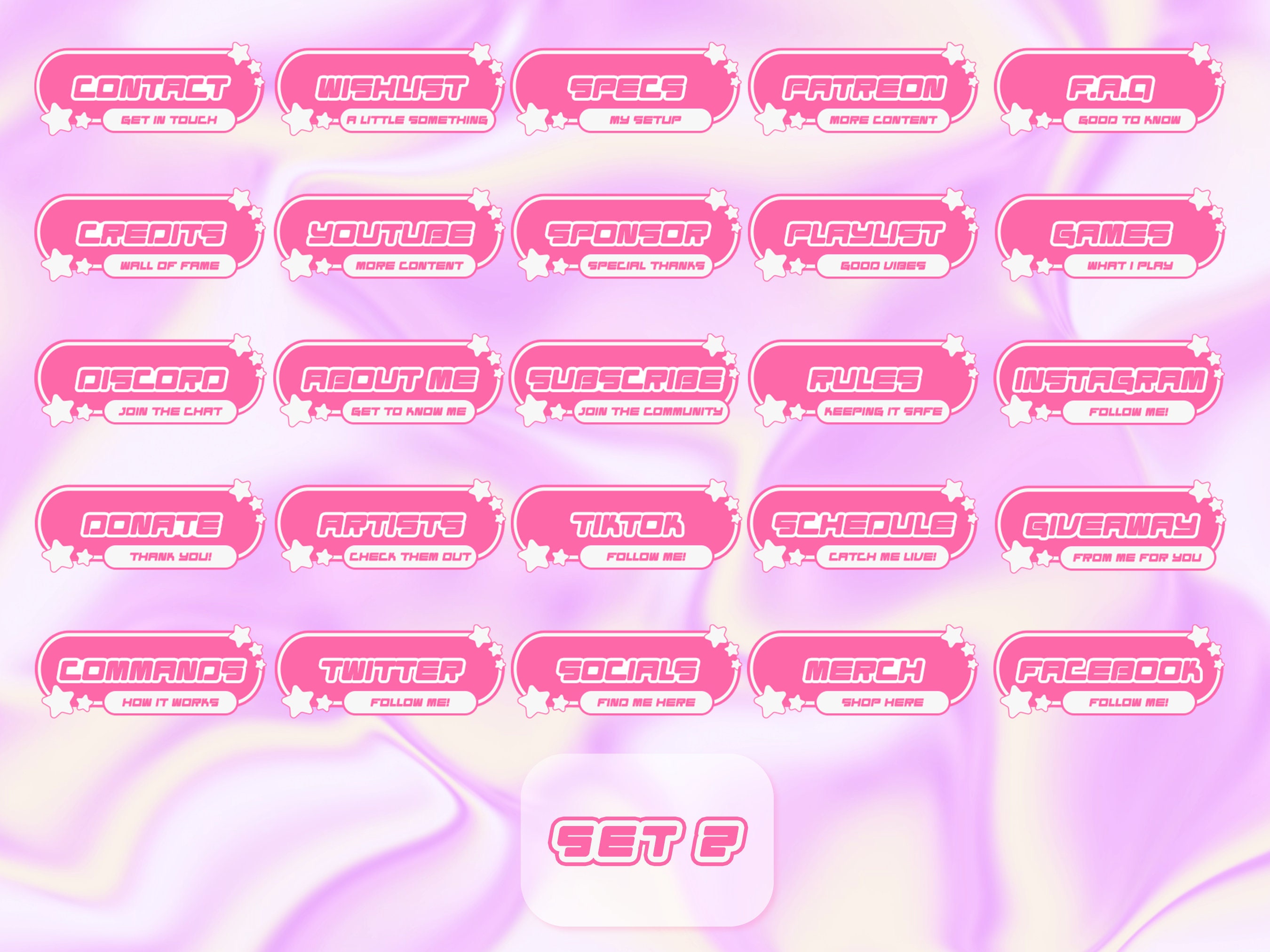 Y2K Pink Twitch Panels: Streaming Graphics Set (digital Download) - Etsy