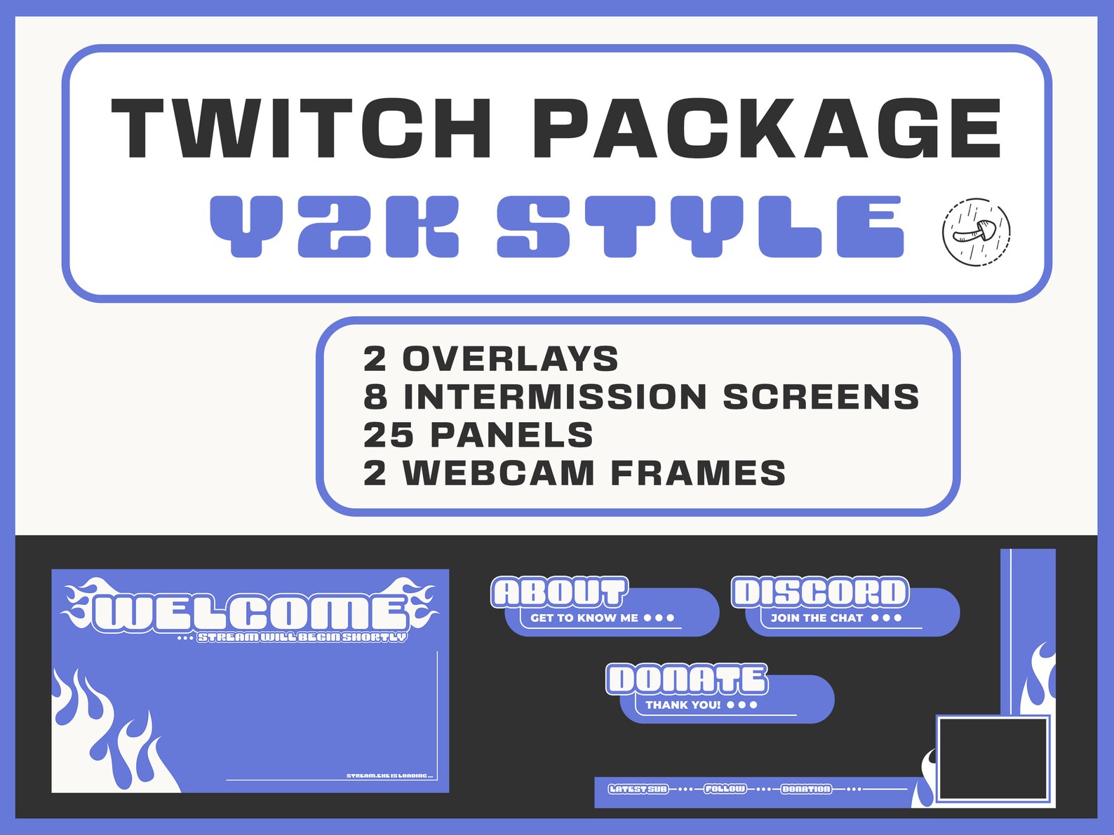 Twitch Y2K Package | Y2K Style | Oldschool, Purple, Streaming Panels ...