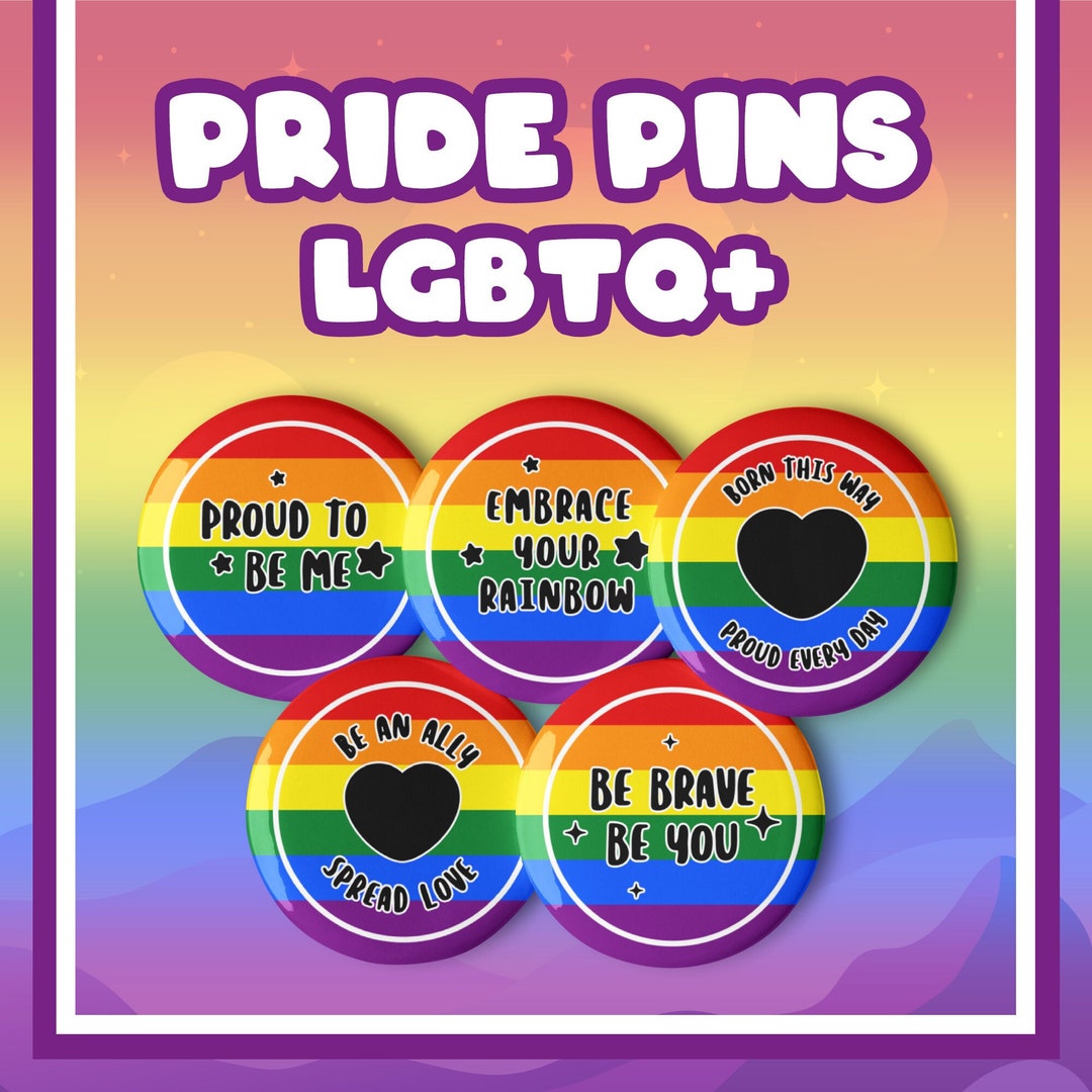 Pride Flag Pins, Set of 5 Durable Glossy LGBTQ Badges Accessorize With ...
