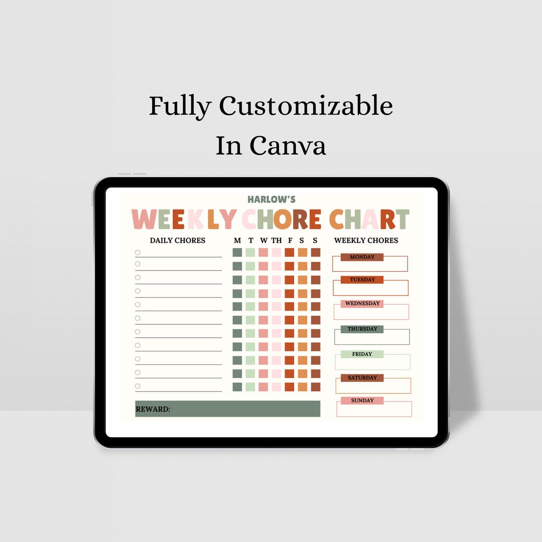 Kids Chore Planner Template Chore Chart for Kids Daily Planner ...