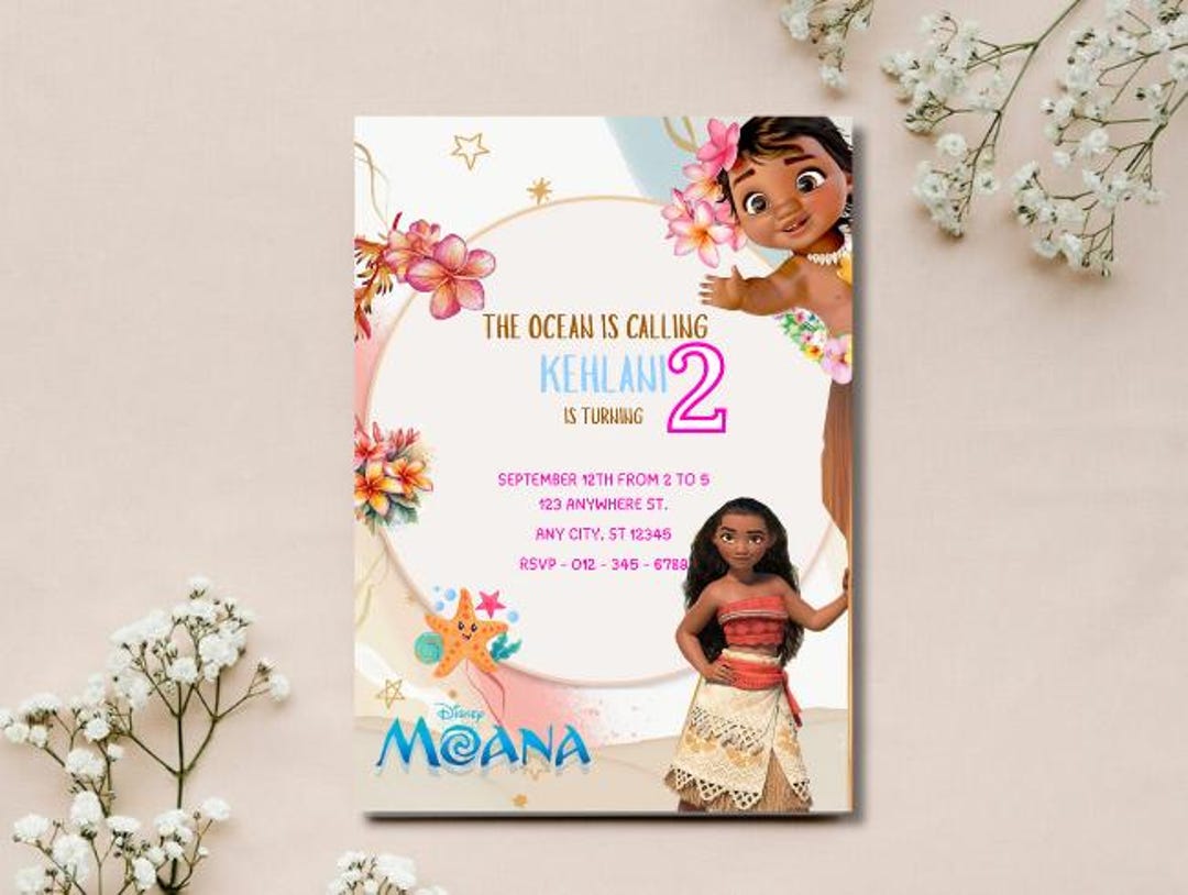 Editable Moana Birthday Invitation Template | Girl Party Invite ...