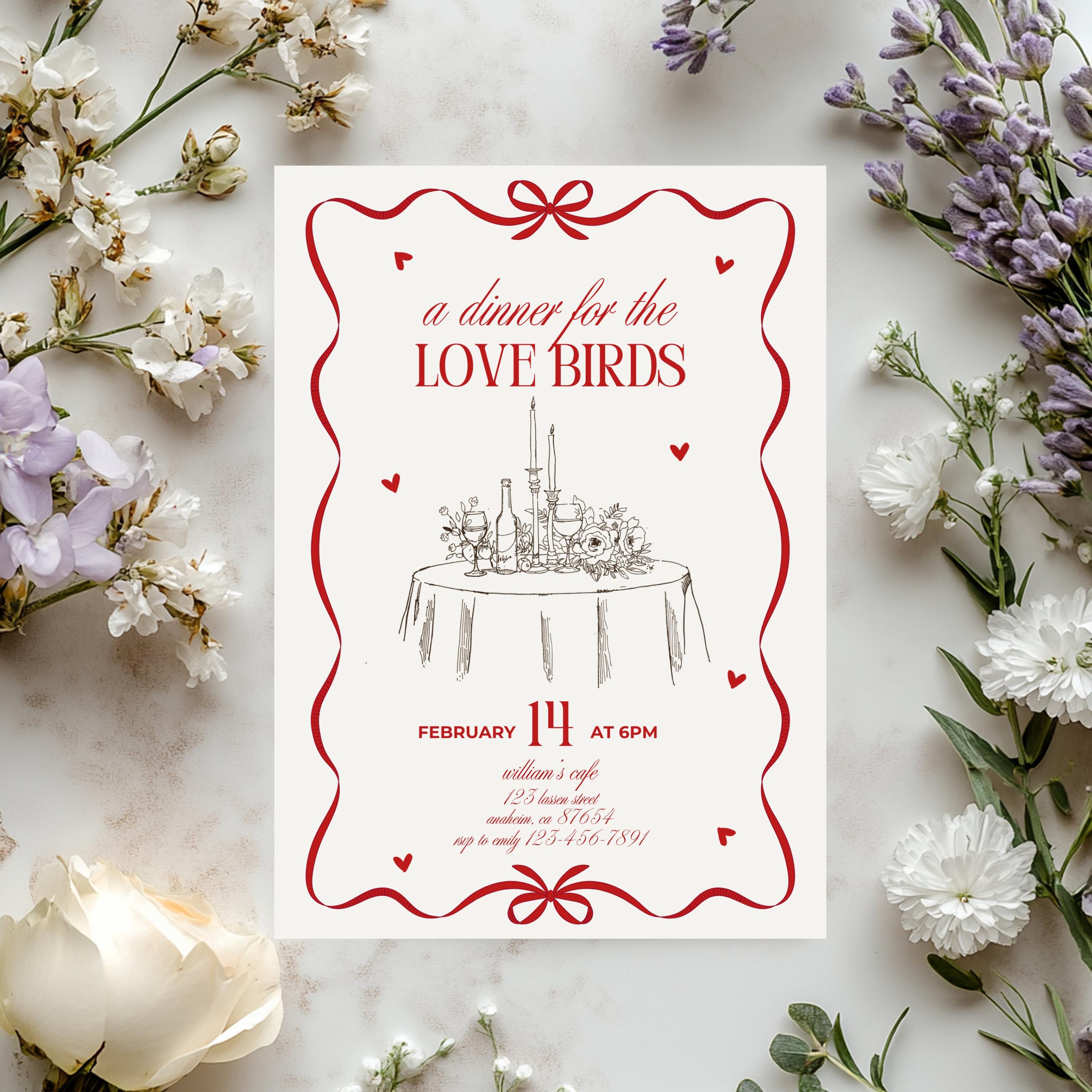 Valentine’s Dinner Invitation Romantic Couples Valentine's Date Invite ...