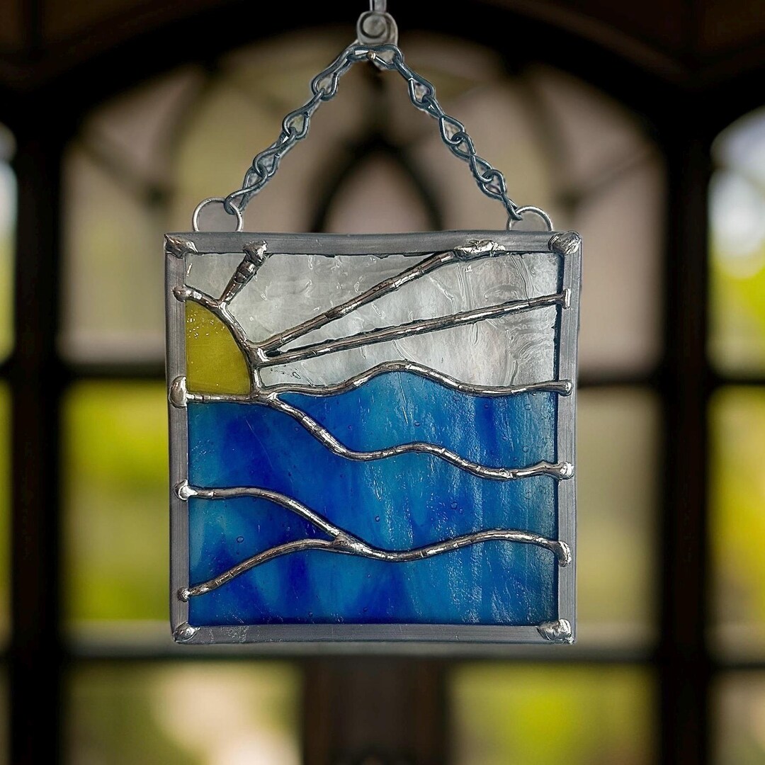 Coastal Sun Suncatcher Stained Glass Suncatcher Ocean Sunrise ...