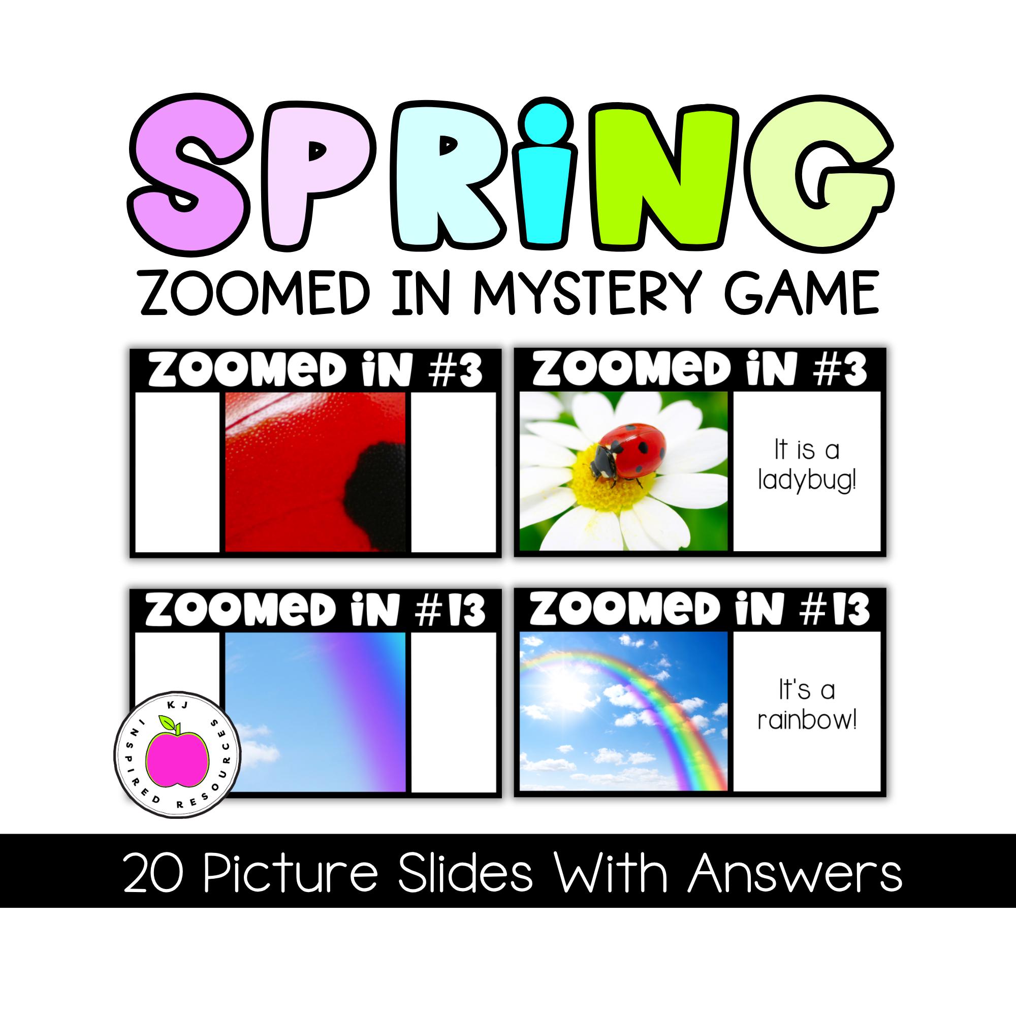Spring Mystery Picture Game for Kids, Zoomed in Guessing Activity ...