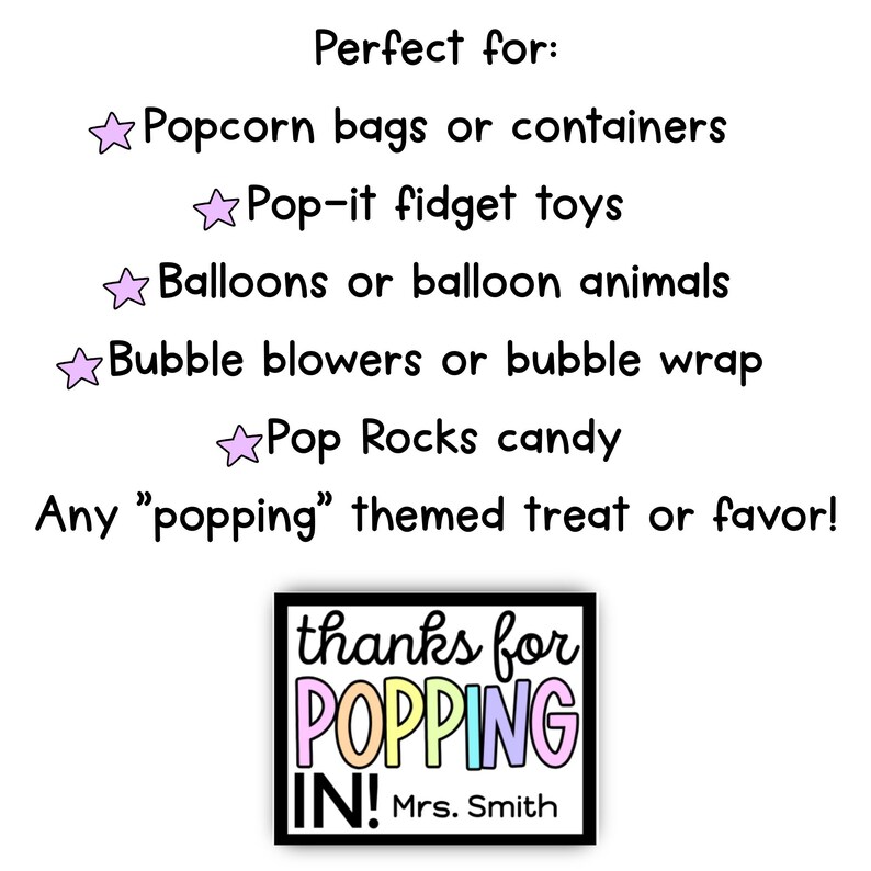 Editable Meet the Teacher and Open House Gift Tags | Thanks for Popping ...