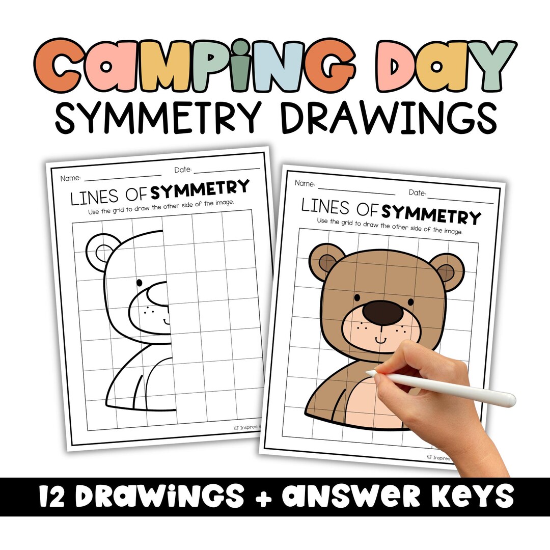 Camping Day Math Activities Lines of Symmetry Worksheets End of Year ...