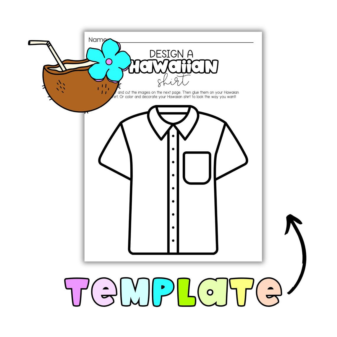 Hawaiian Shirt Craft Activity | Luau Day Printable | Summer Craft for ...