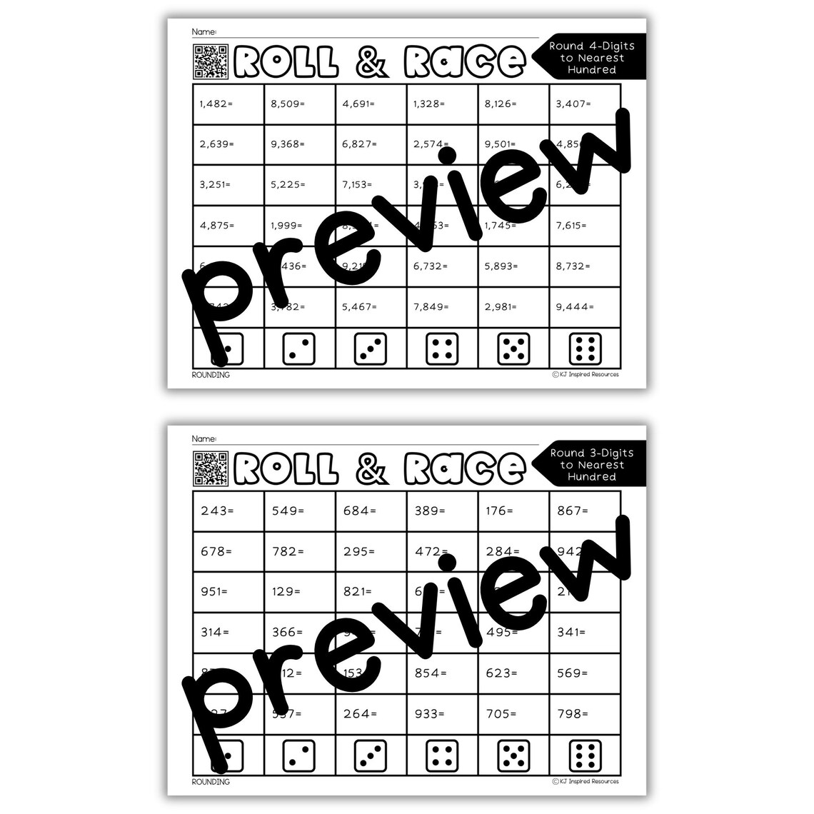 Rounding Math Games | Roll & Race Boards | Nearest Ten Hundred Thousand ...