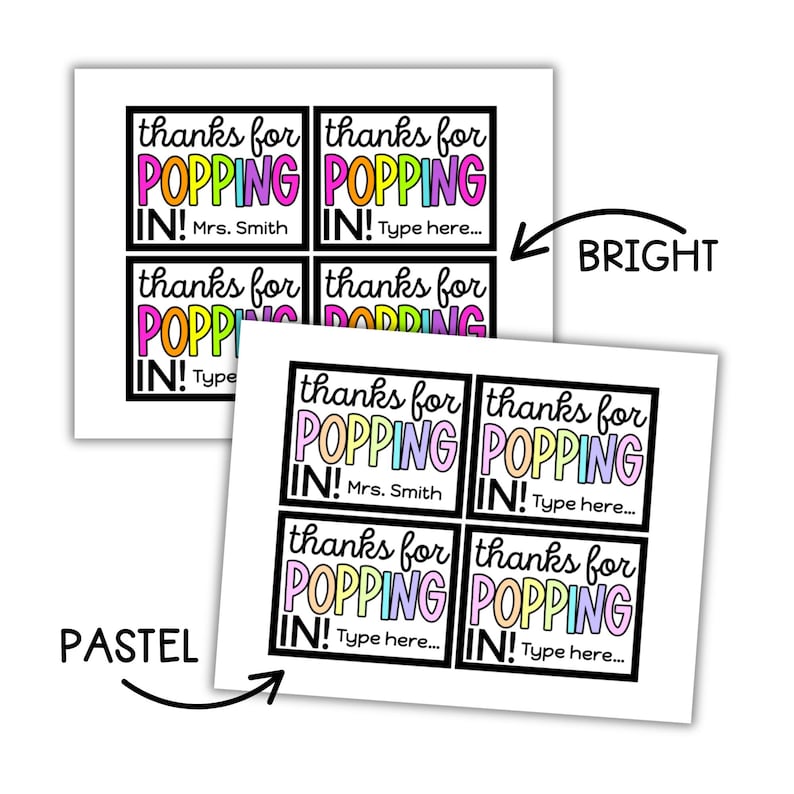 Editable Meet the Teacher and Open House Gift Tags | Thanks for Popping ...