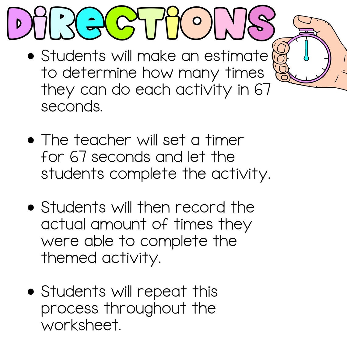 67th Day of School Activity | 67 Second Challenge Printable & Editable ...