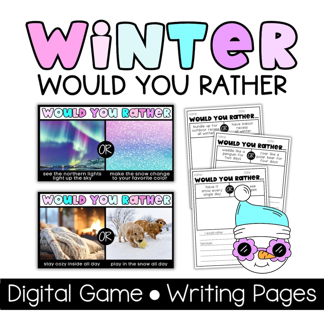 Winter Would You Rather Questions With Writing Pages | Editable Google ...
