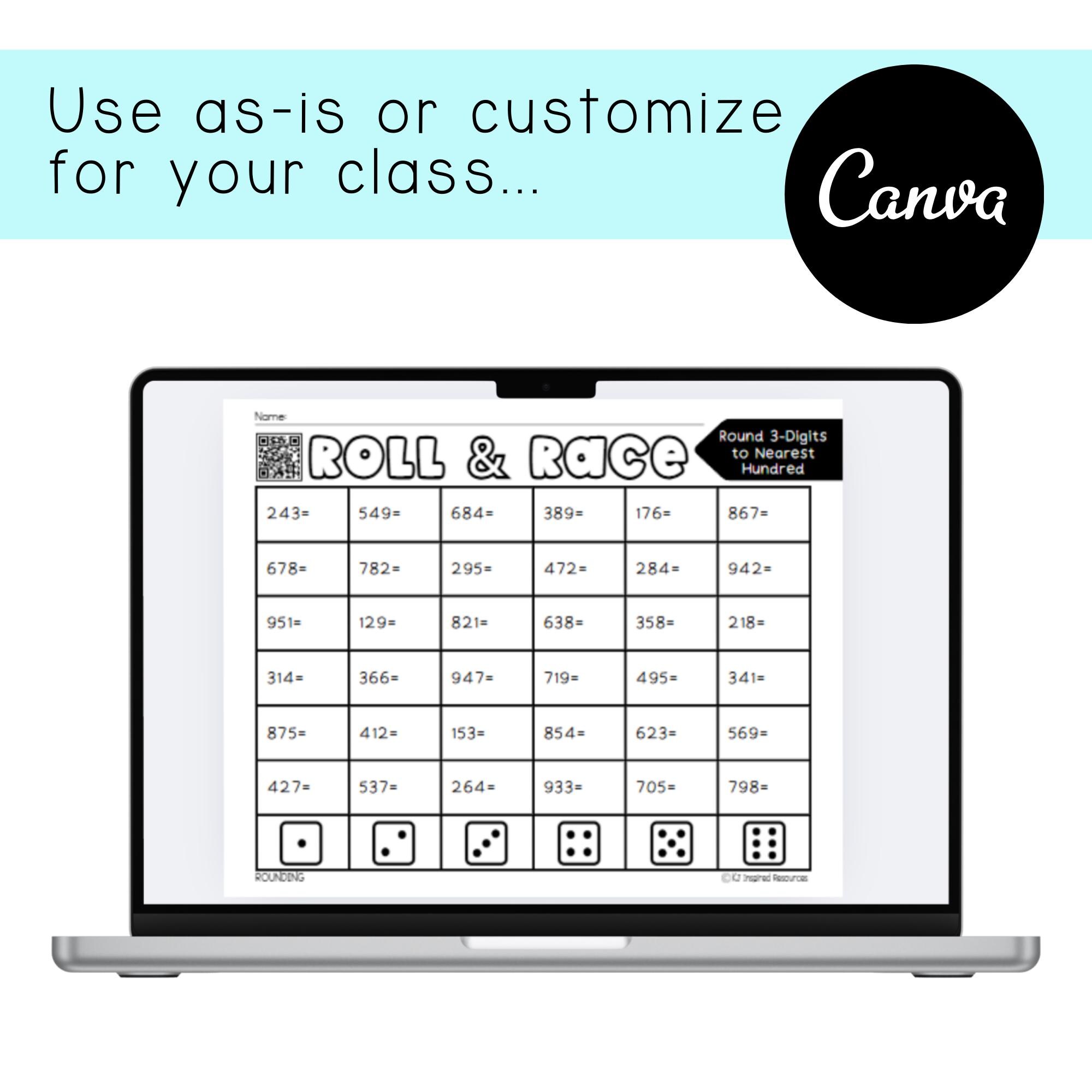 Rounding Math Games | Roll & Race Boards | Nearest Ten Hundred Thousand ...