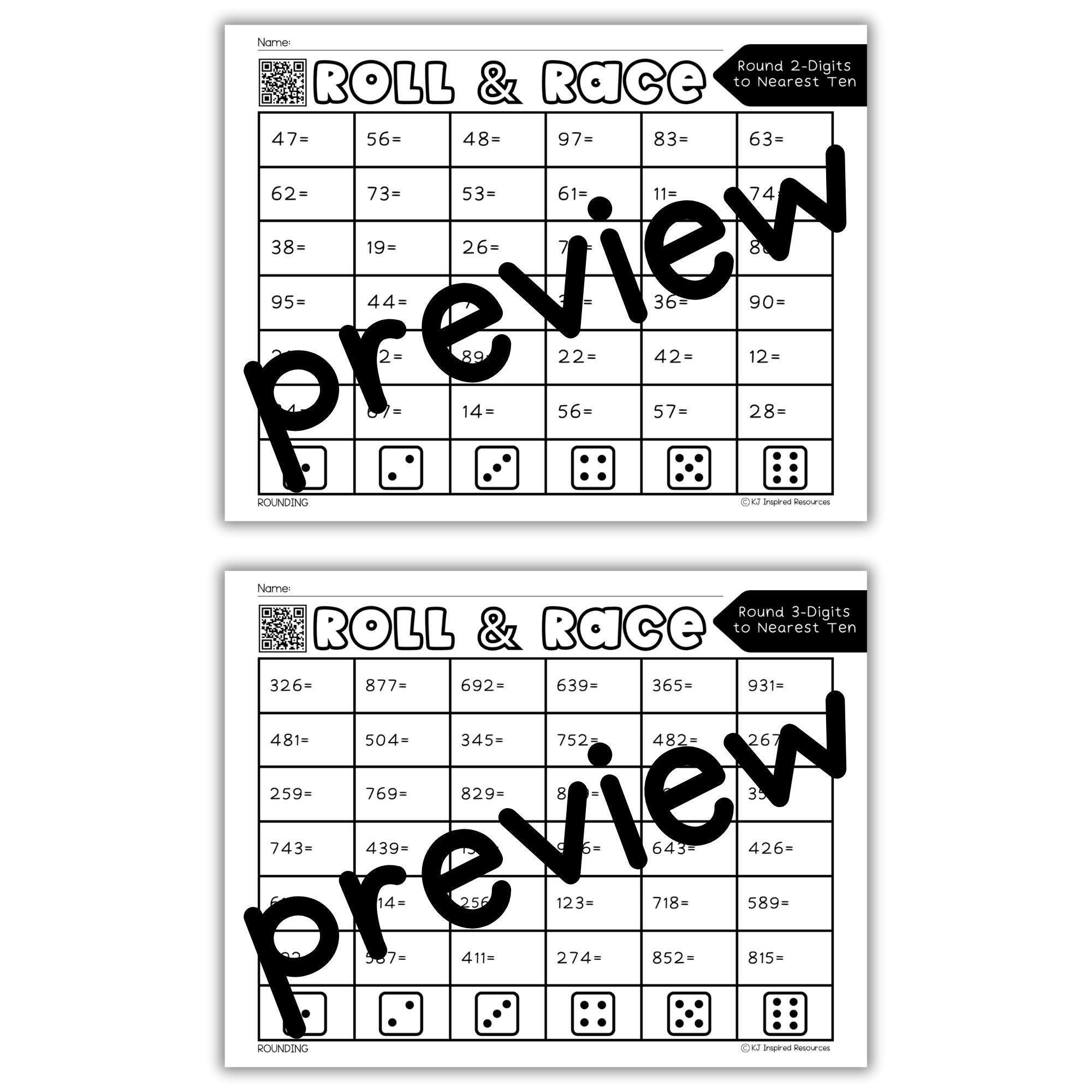 Rounding Math Games | Roll & Race Boards | Nearest Ten Hundred Thousand ...