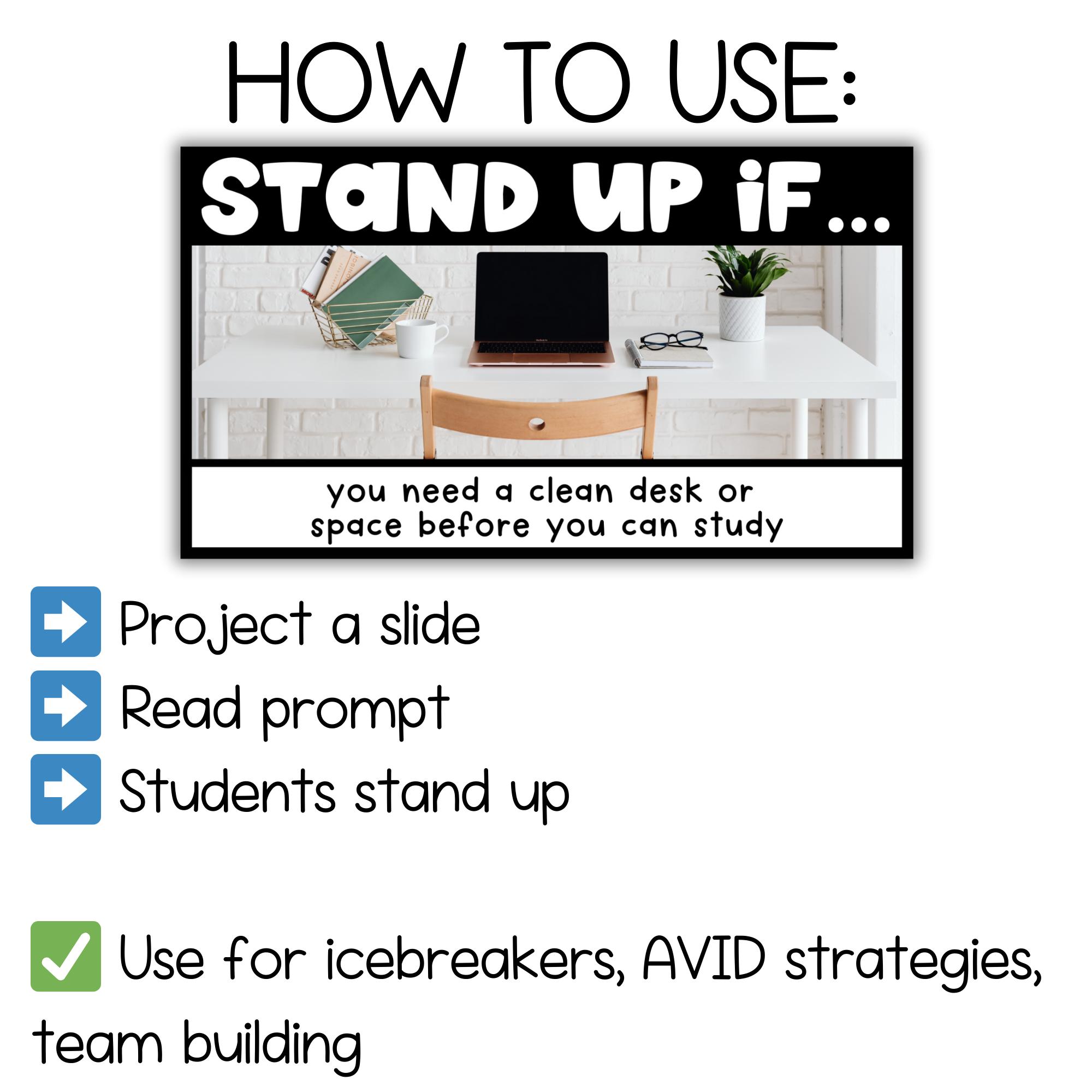 AVID Stand up Game | Middle & High School Icebreaker | Interactive ...
