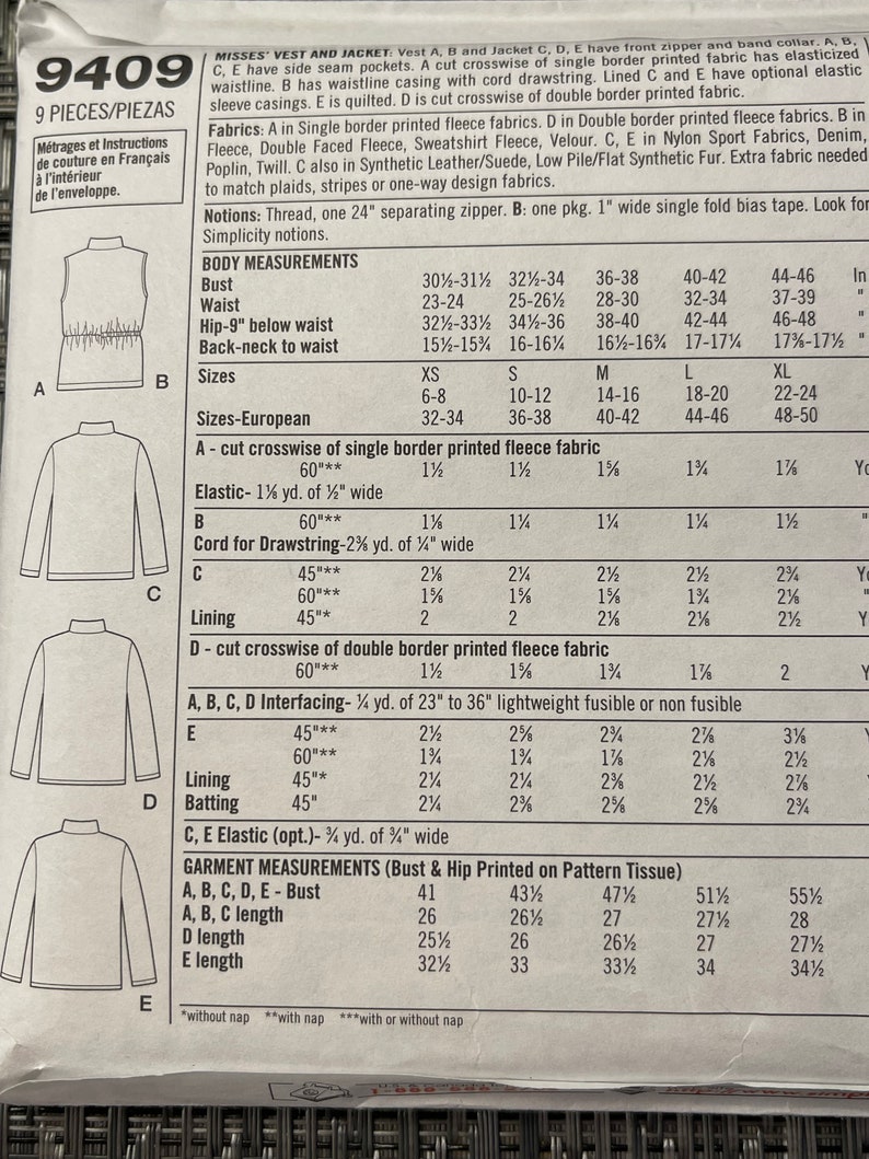 Simplicity 9409 Misse's Vest and Jacket / Vest and Jacket for Young ...
