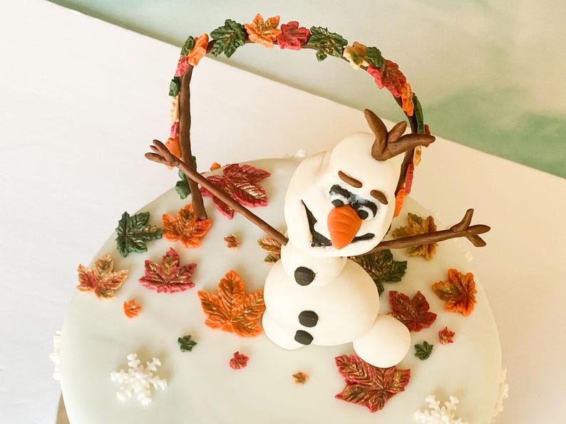 Olaf the Snowman Cake Topper - Edible Cake Decoration With Leaves or ...