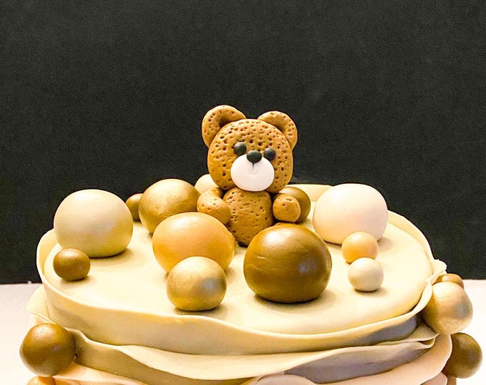 Sitting Teddy Bear Cake Topper - Large Teddy Bear - Edible Gum Paste ...