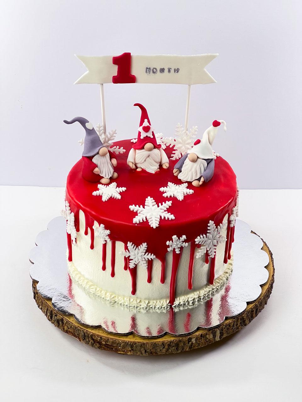 Gnome Cake Toppers - Edible Gnomes With Snowflake Cake Decoration - Etsy