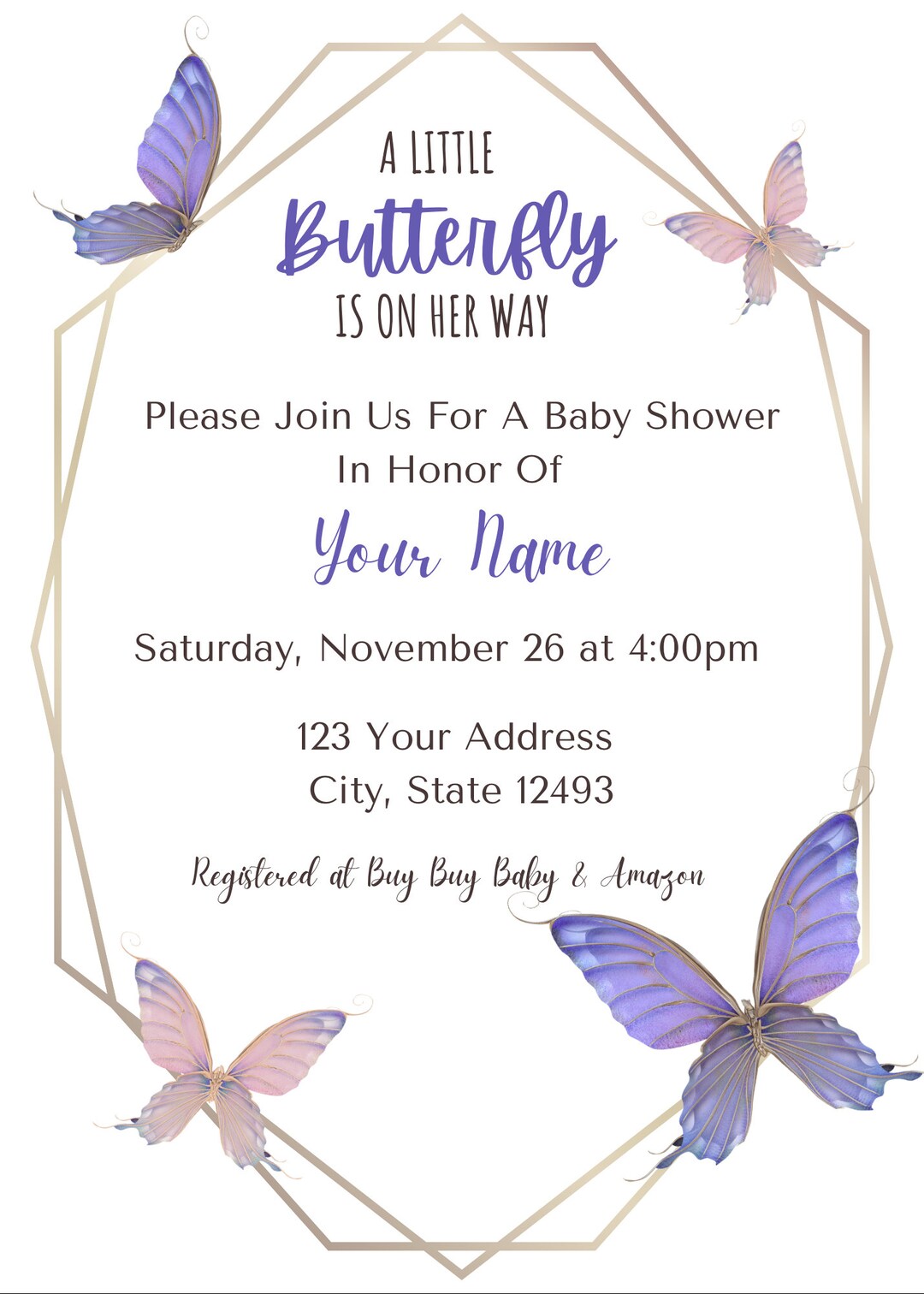 Butterfly Baby Shower Invitation - Etsy