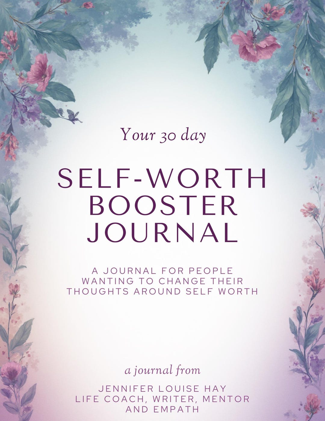 30 Day Self-worth Journal, Daily Affirmation Notebook, Self-improvement ...