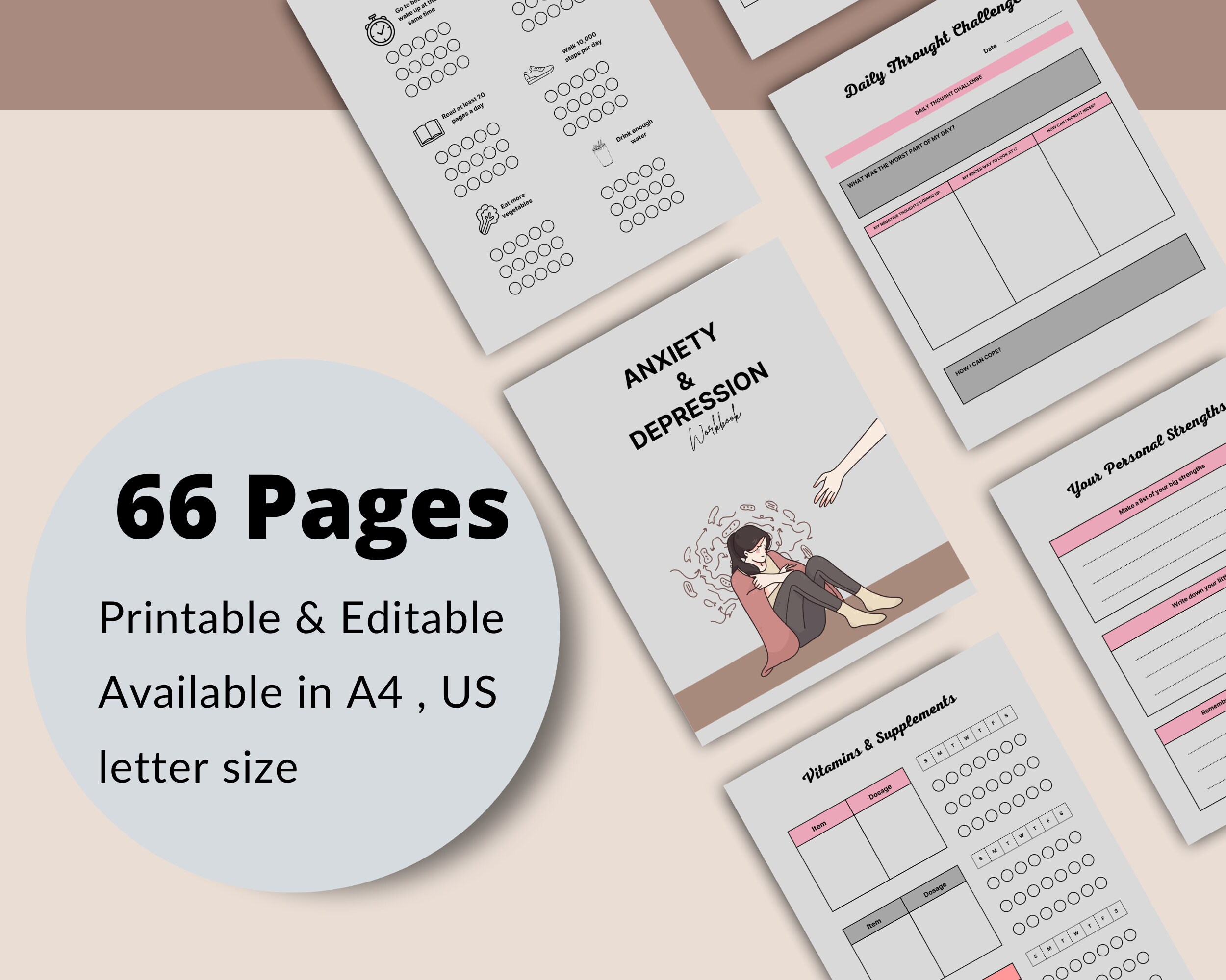 Editable & Printable Anxiety and Depression Journal Depression Journal ...