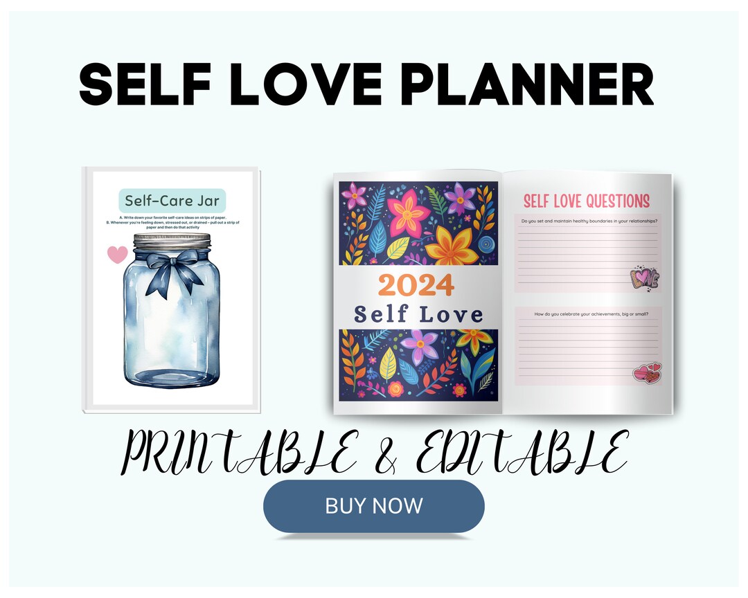 Editable & Printable Self Love Planner - Etsy